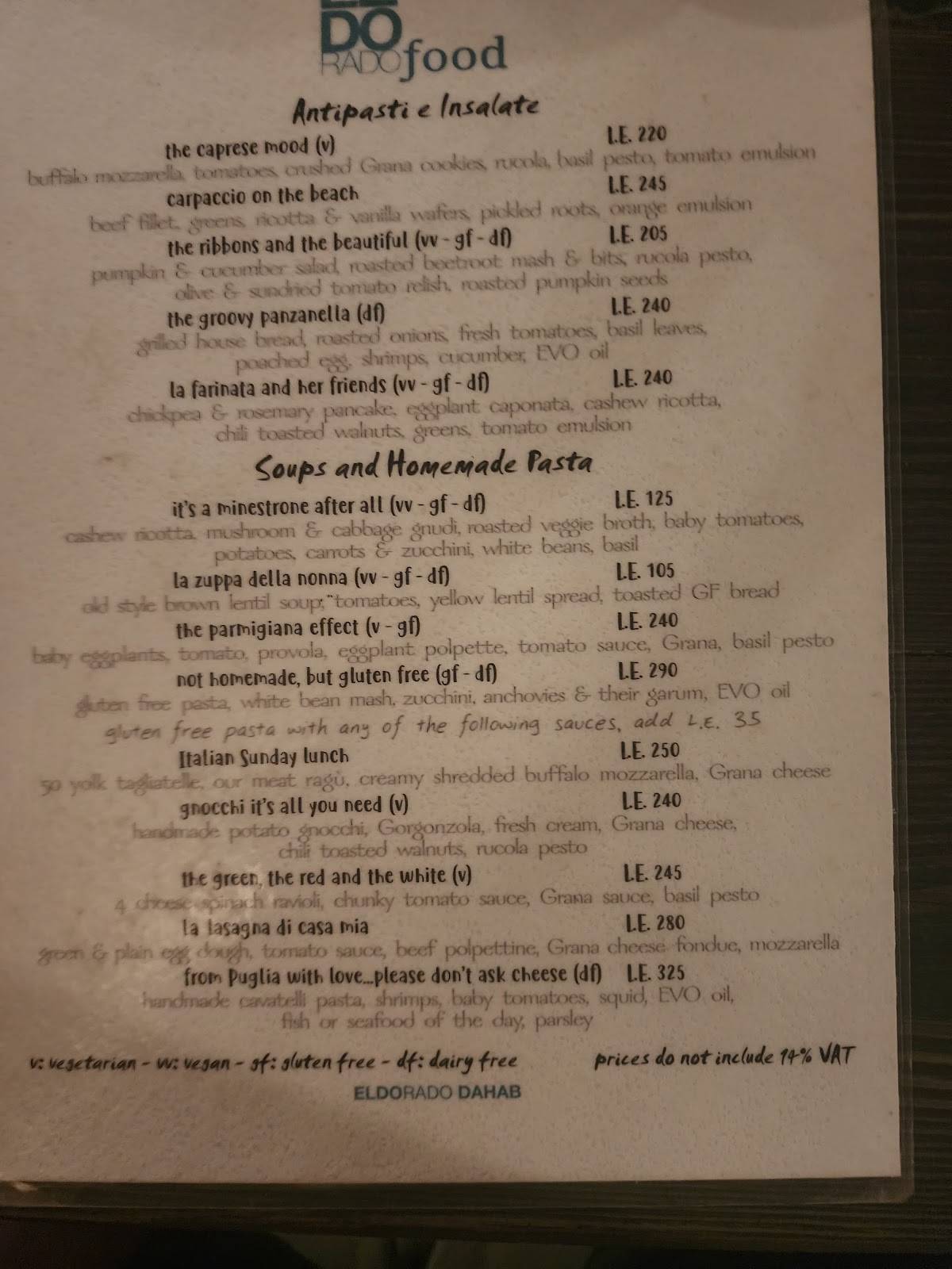 Menu at Eldorado Lodge & Restaurant, Dahab