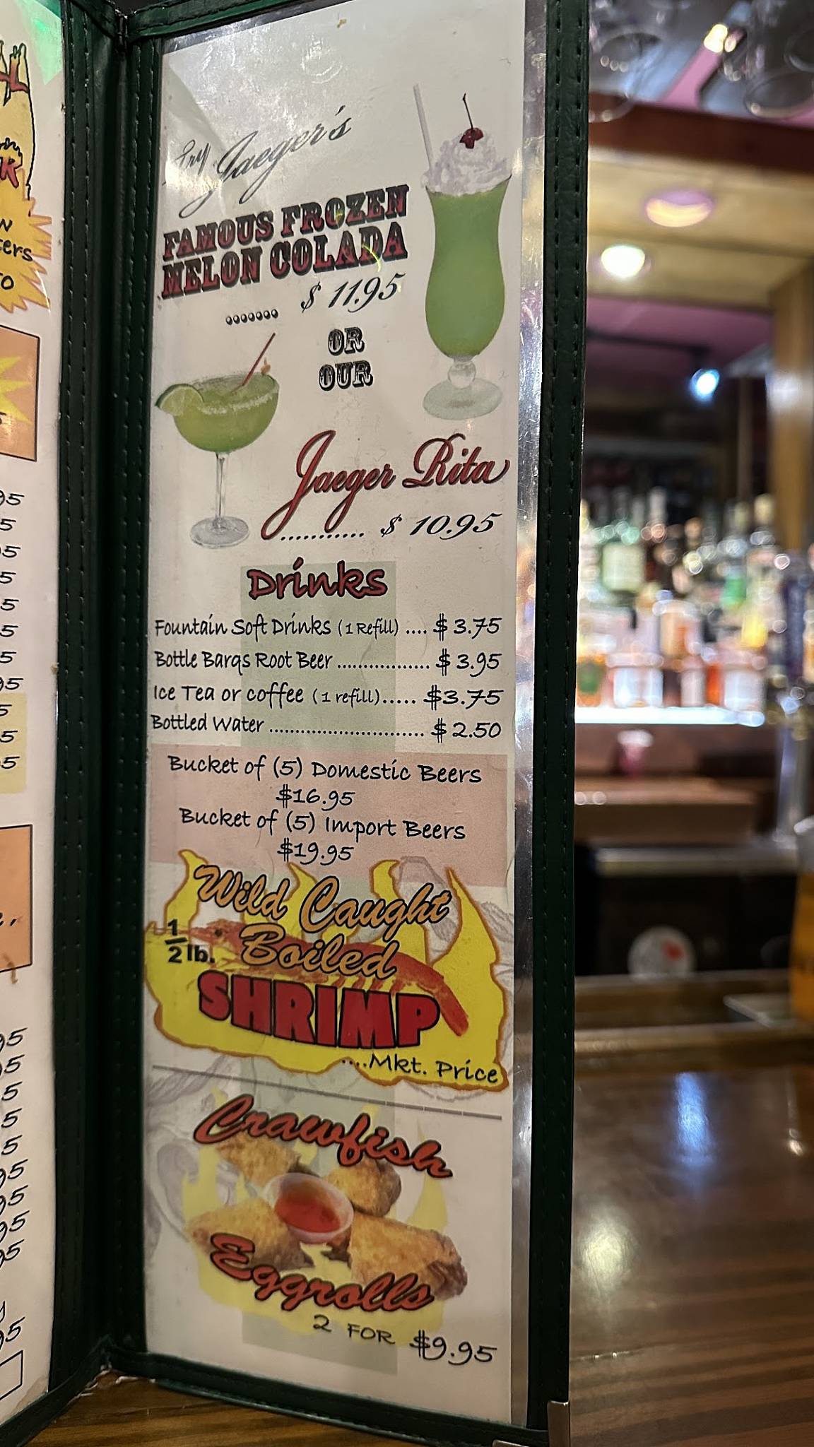 Menu at Jaeger's Seafood and Oyster House restaurant, Jefferson