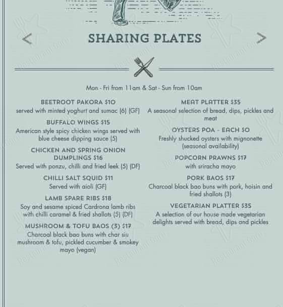 Menu at Emerson's Brewery pub & bar, Dunedin