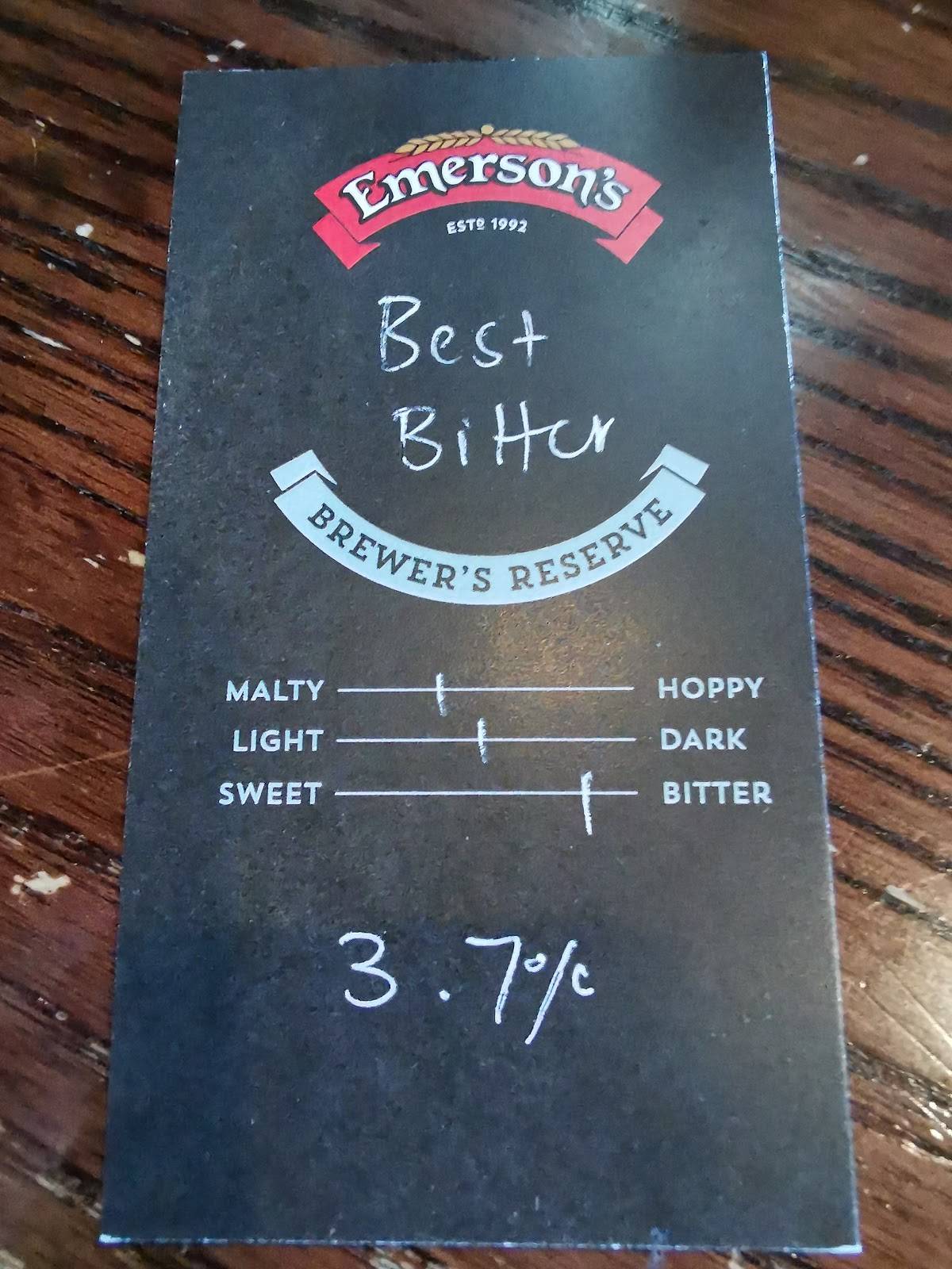 Menu at Emerson's Brewery pub & bar, Dunedin