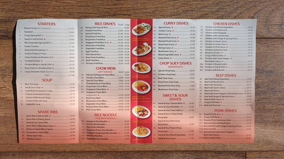 Menu at Peking Chef fast food, Enfield, 66 Island Centre Way