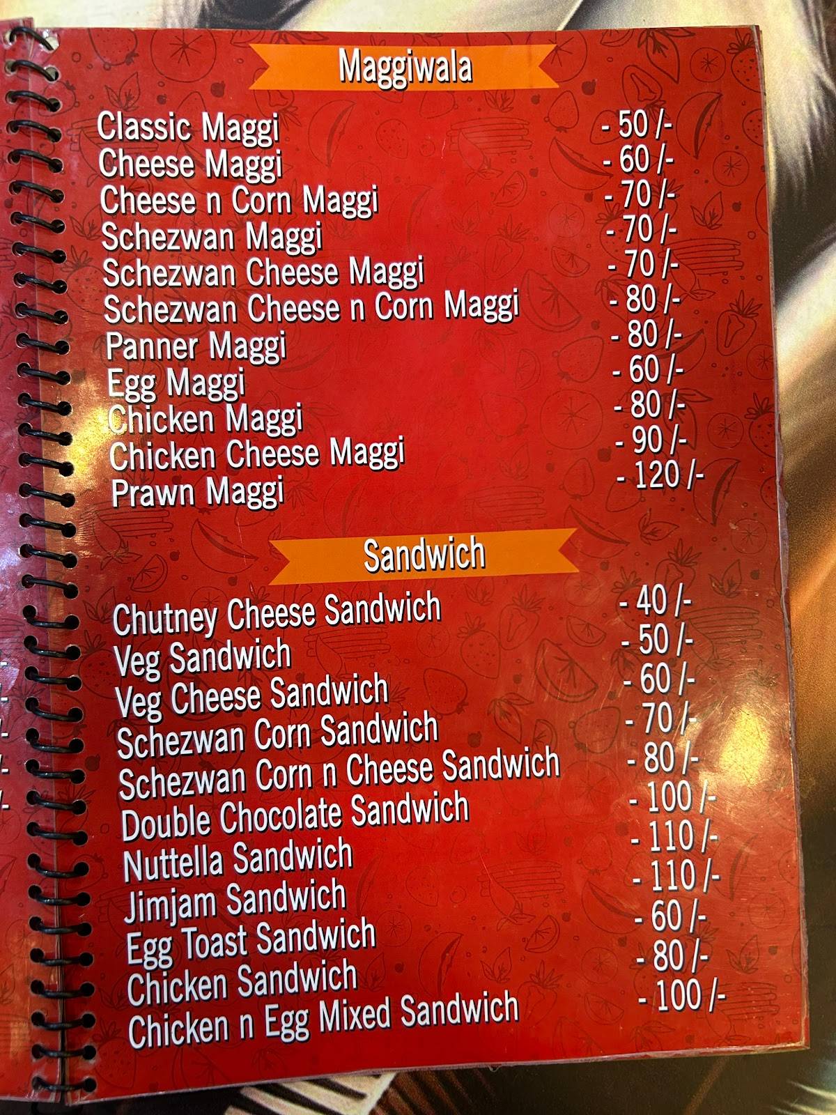 Menu at Engineer's Cafe (An engineer's Innovation), Chennai