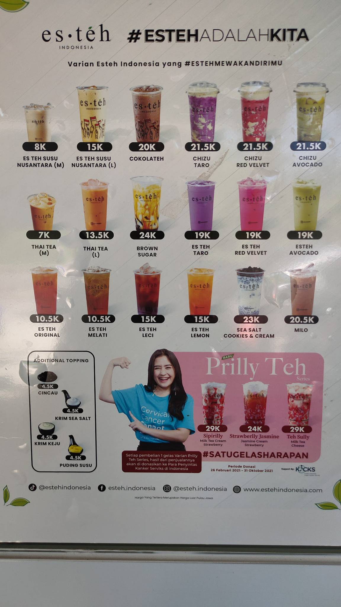 Menu at Es Teh Indonesia cafe, Sedayu