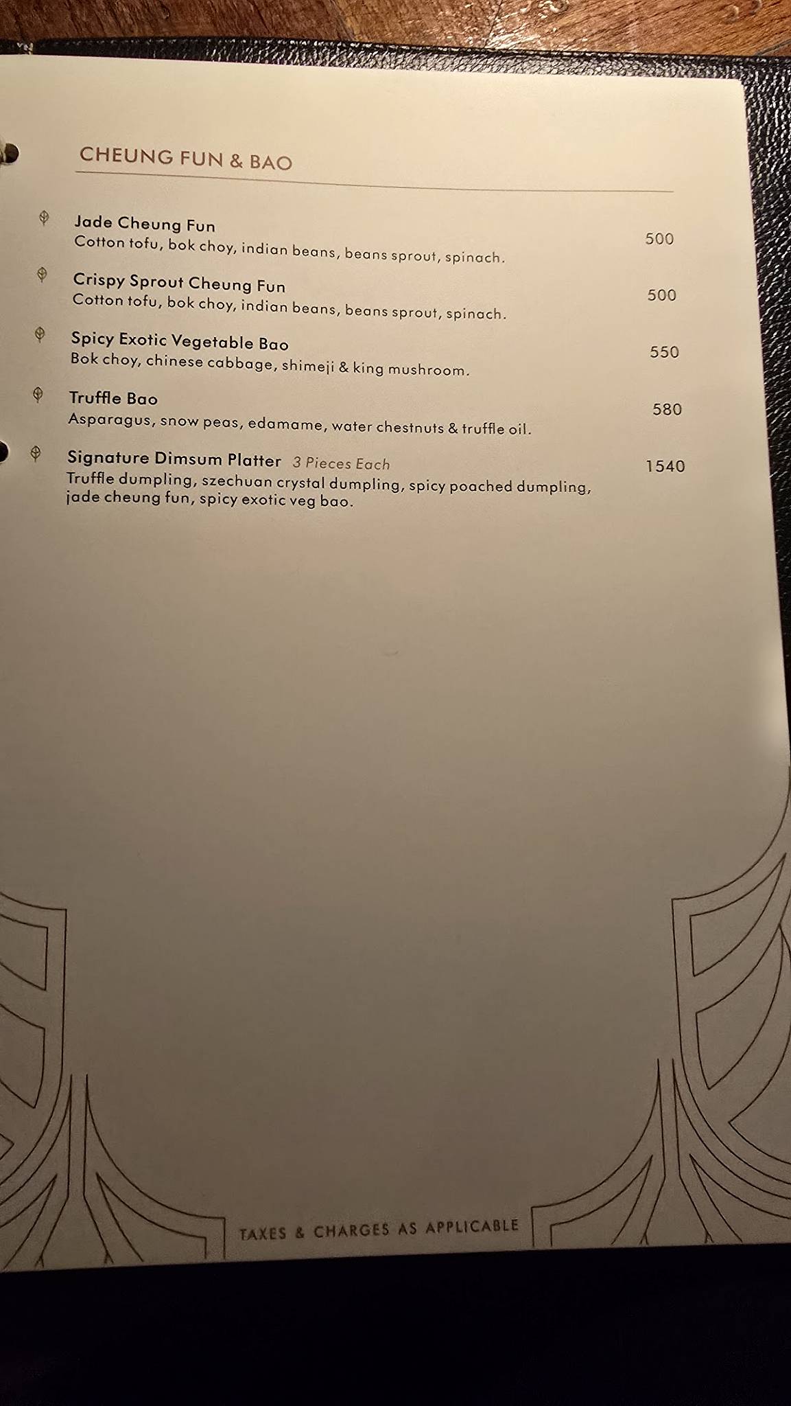 Menu at Escobar, Mumbai