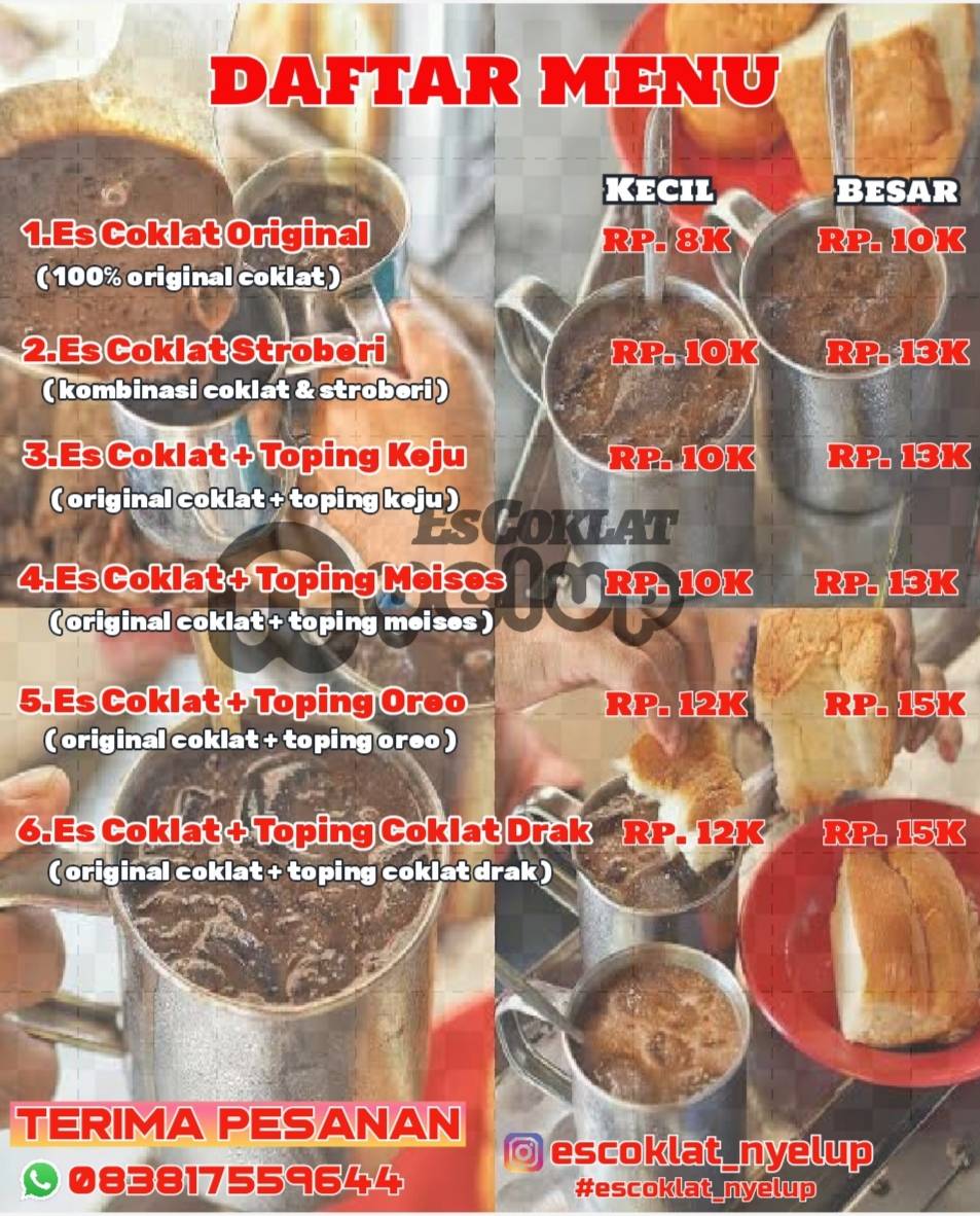 Menu at Escoklat_Nyelup & Piscok restaurant, Kebonan