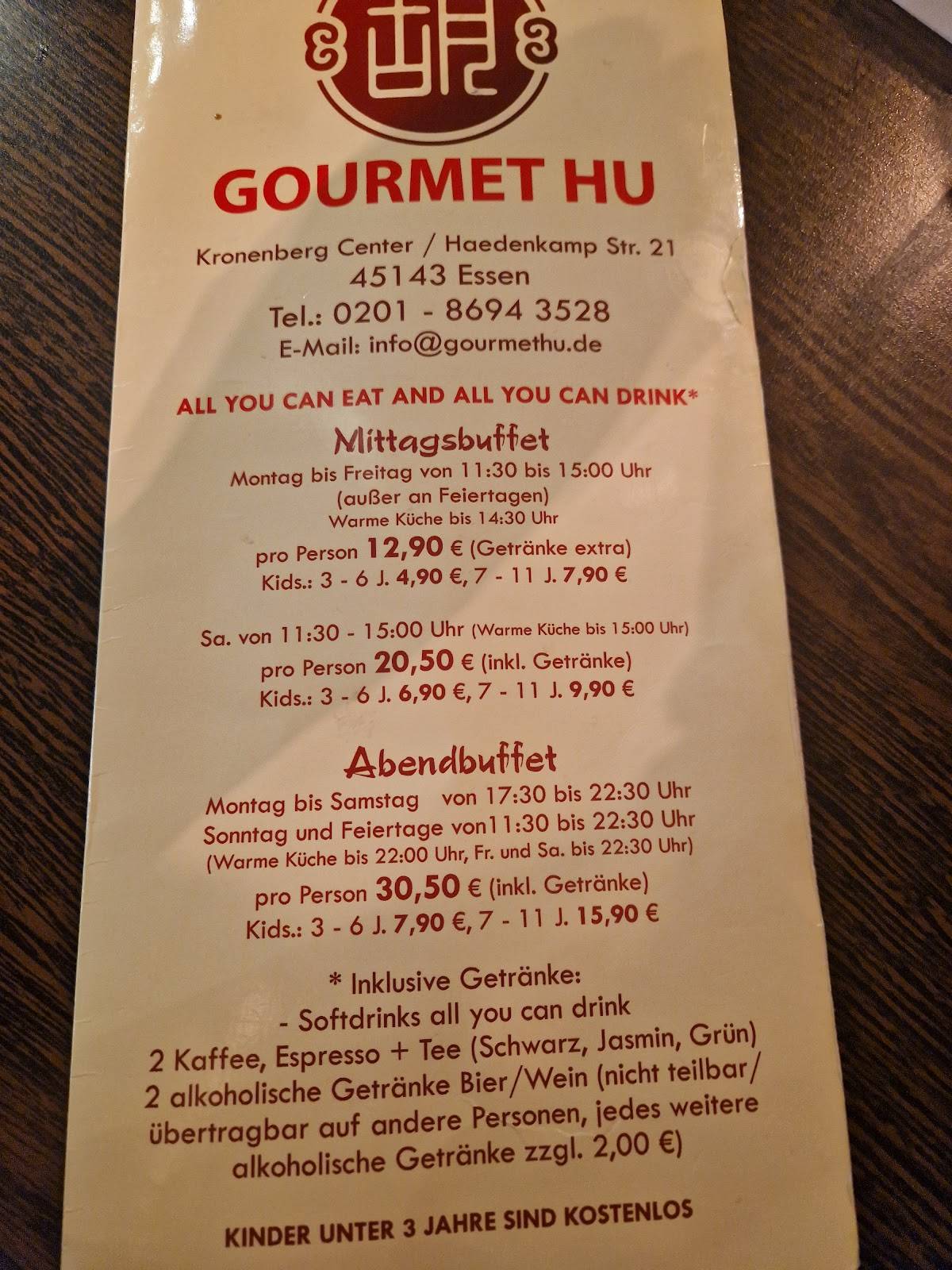 Restaurant Gourmet Hu Menu