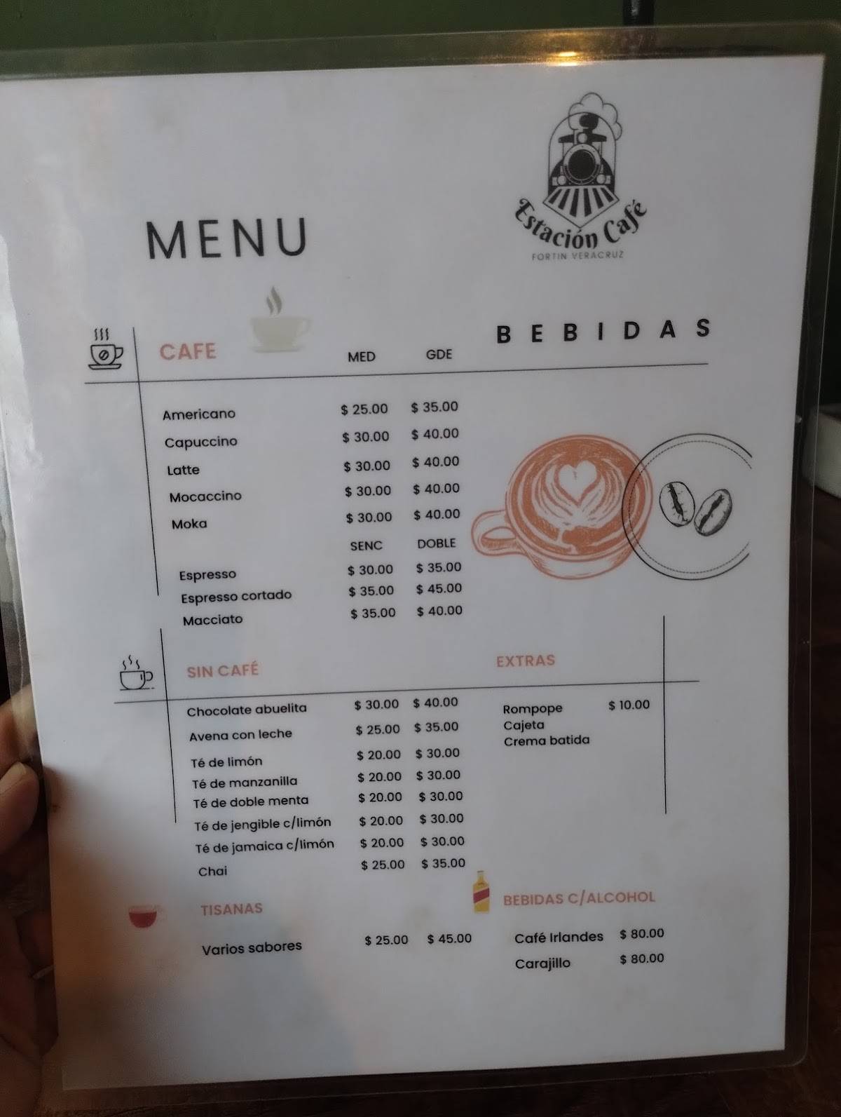 Menu at Estación Café Fortín Ver., Fortín de las Flores