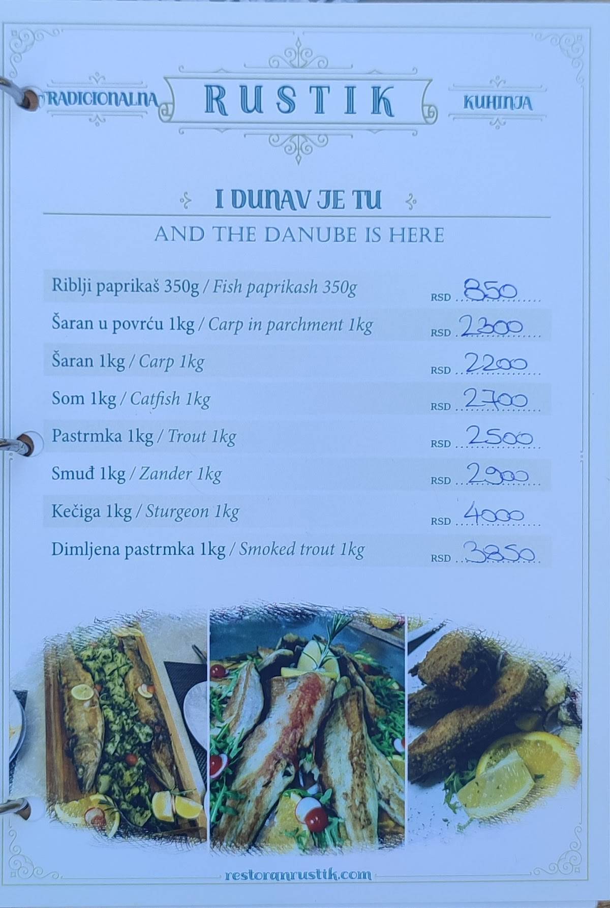 Menu at Etno Restaurant Rustik, Novi Slankamen
