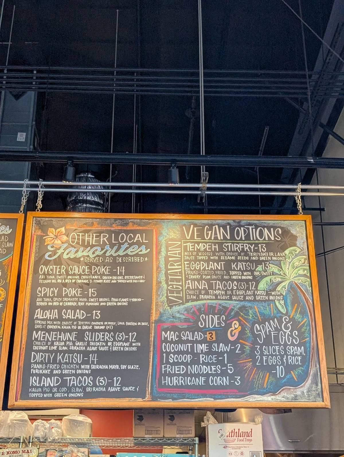 Menu at Chacha’s Hawaiian Grill restaurant, Eugene