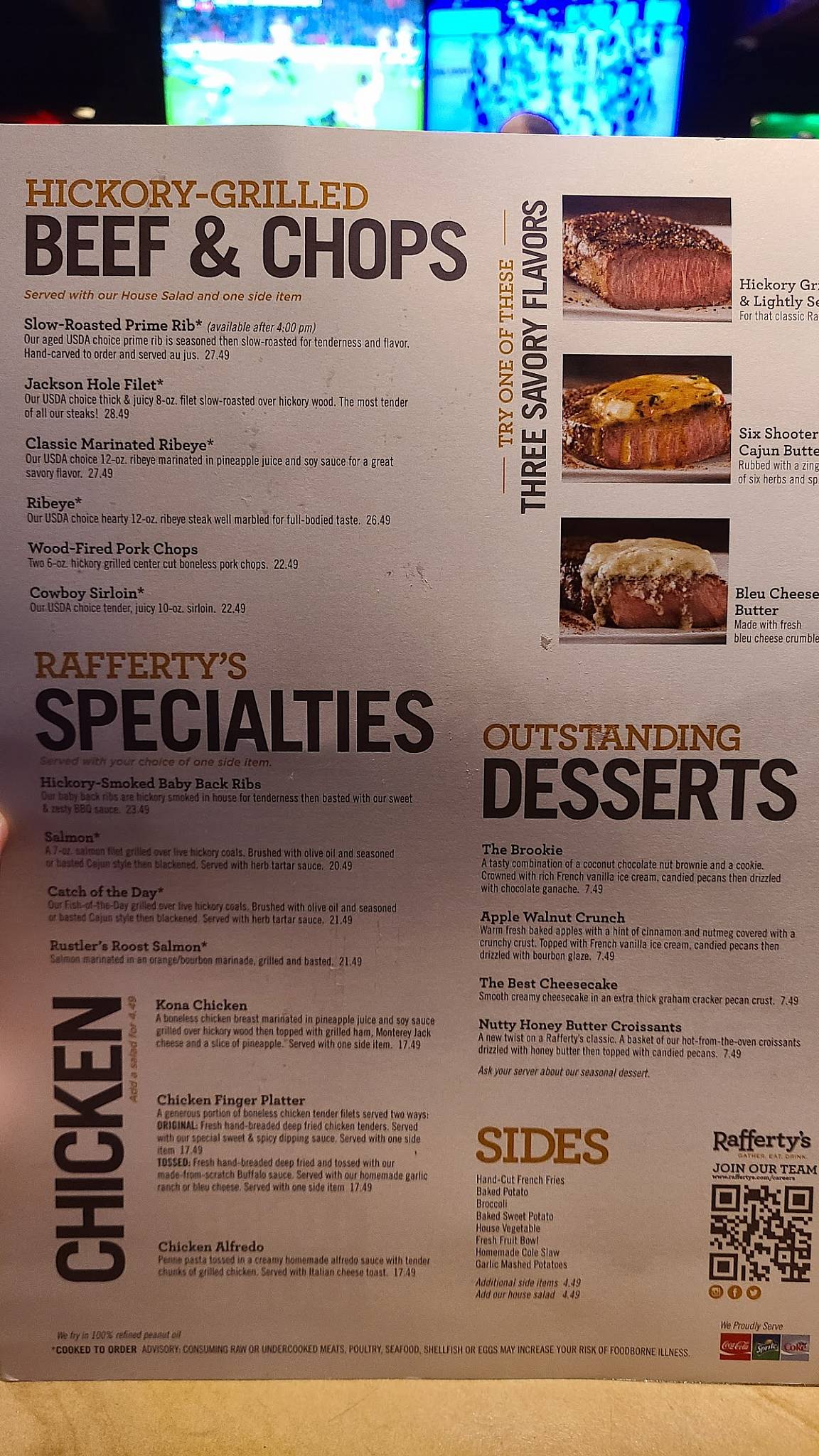 Menu at Rafferty's Restaurant & Bar, Evansville
