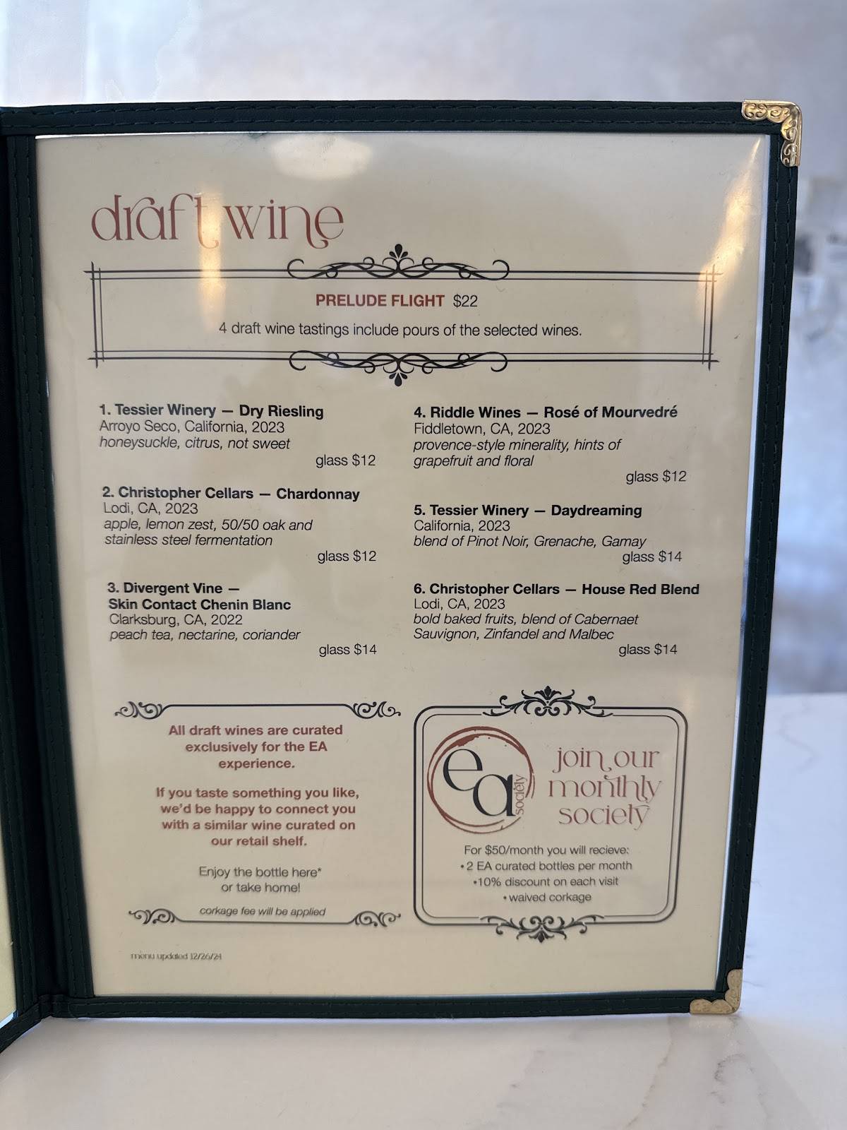 Menu at Ever After Wine pub & bar, Elk Grove