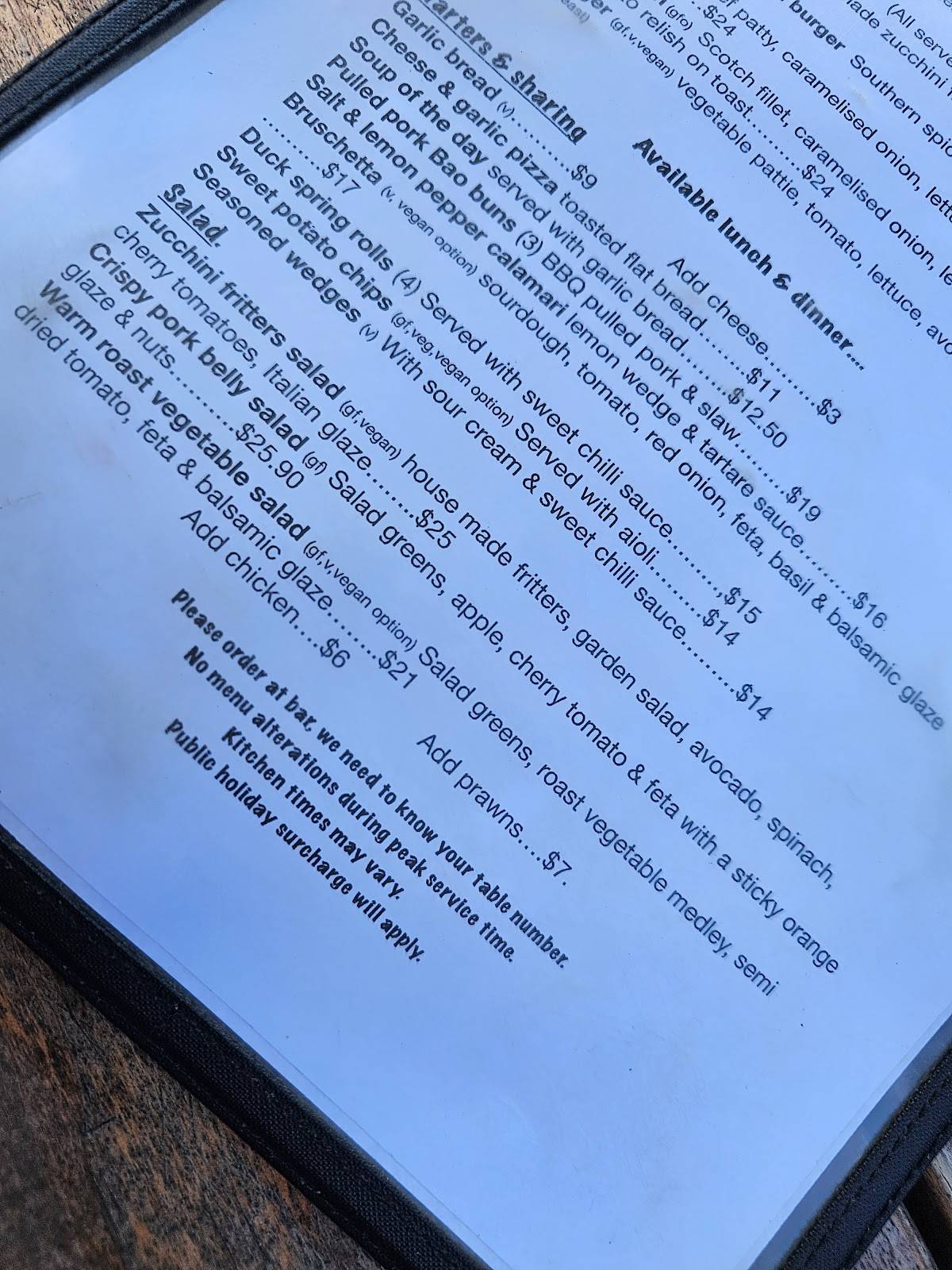 Menu at Exchange Hotel pub & bar, Horsham