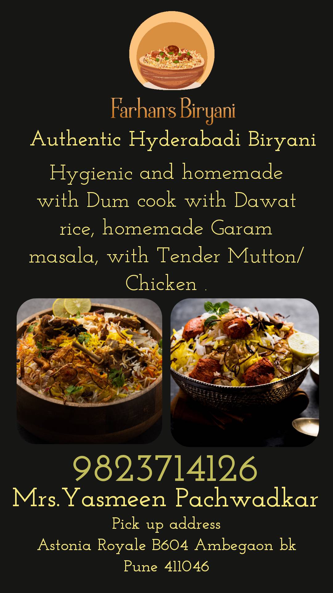Menu at FARHAN'S BIRYANI, Pune