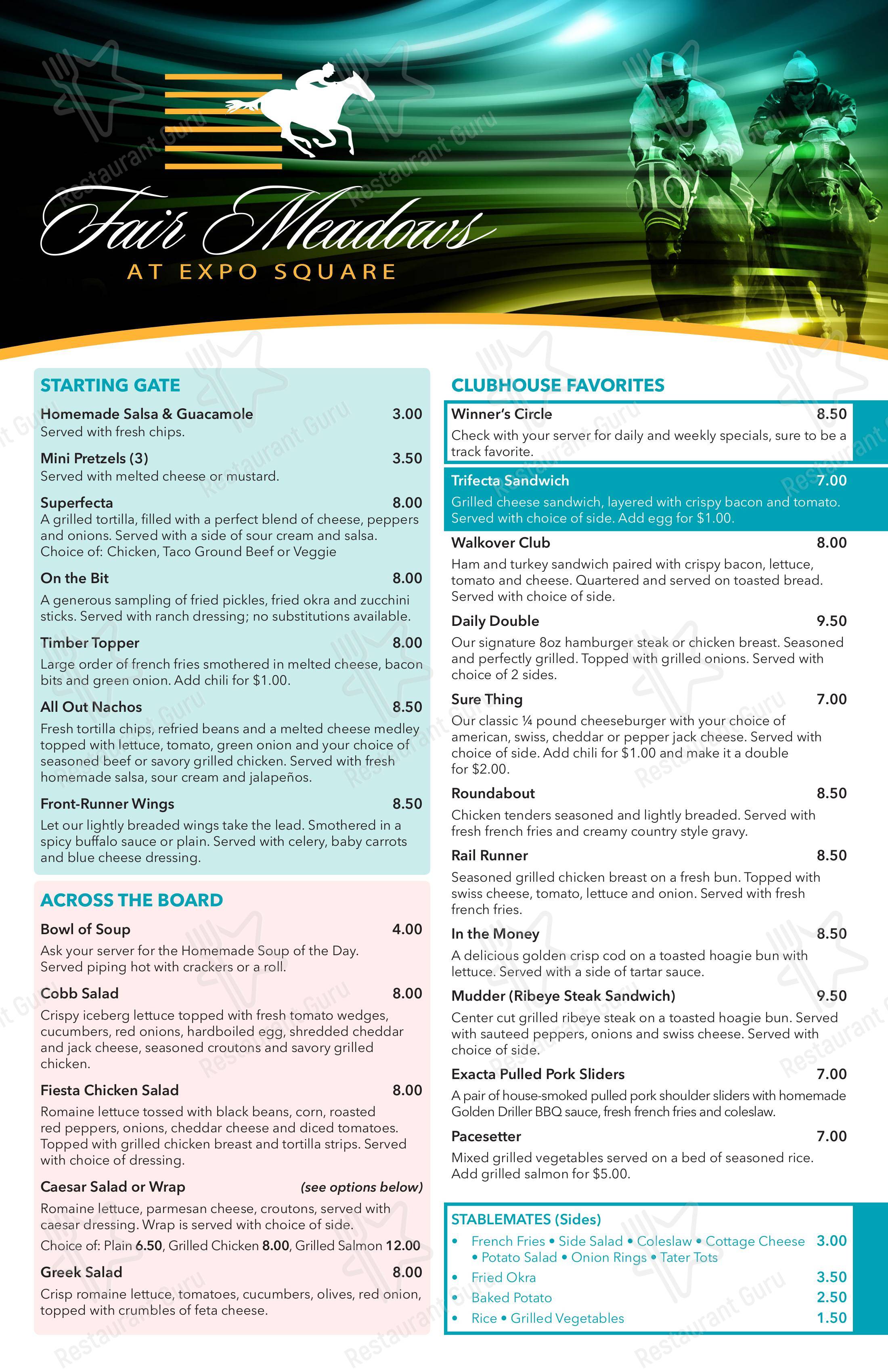 Menu at Fair Meadows Sports Grill restaurant, Tulsa