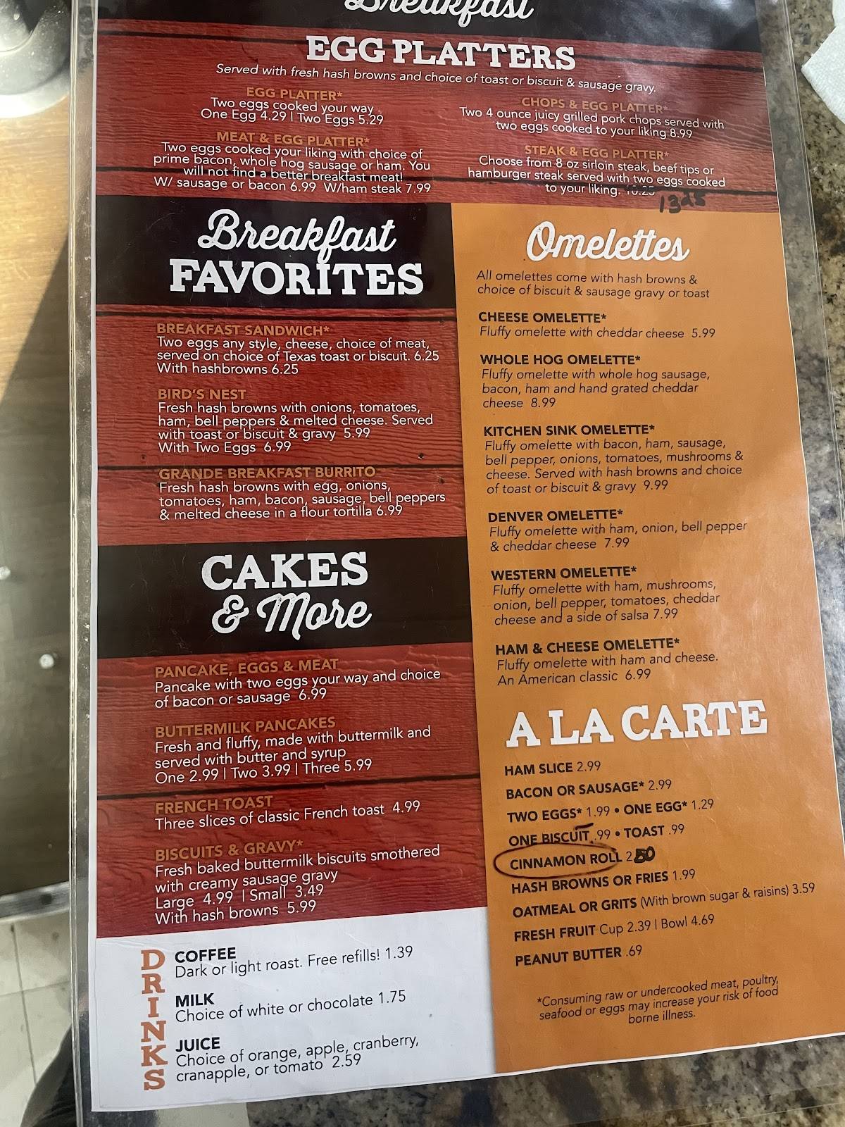 Menu at The Cafe, Fairland