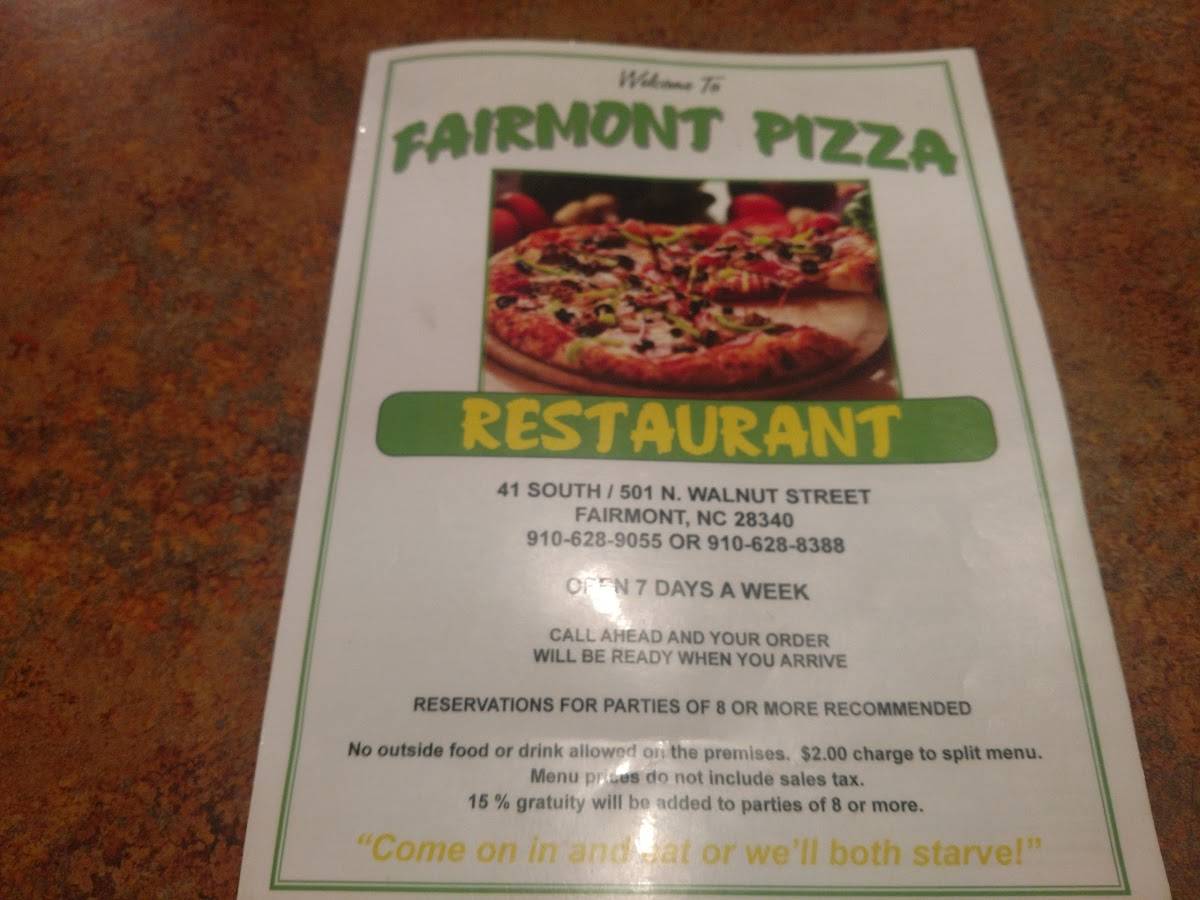 Menu at Fairmont Pizza pizzeria, Fairmont