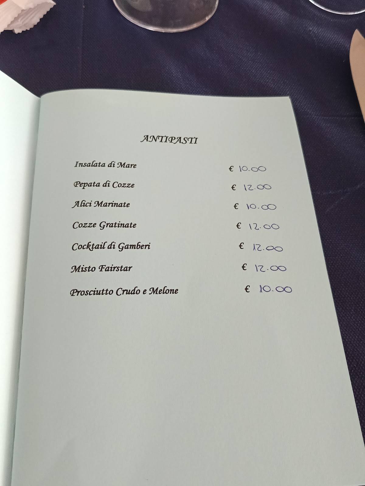 Speisekarte von Fairstar restaurant, Bova Marina