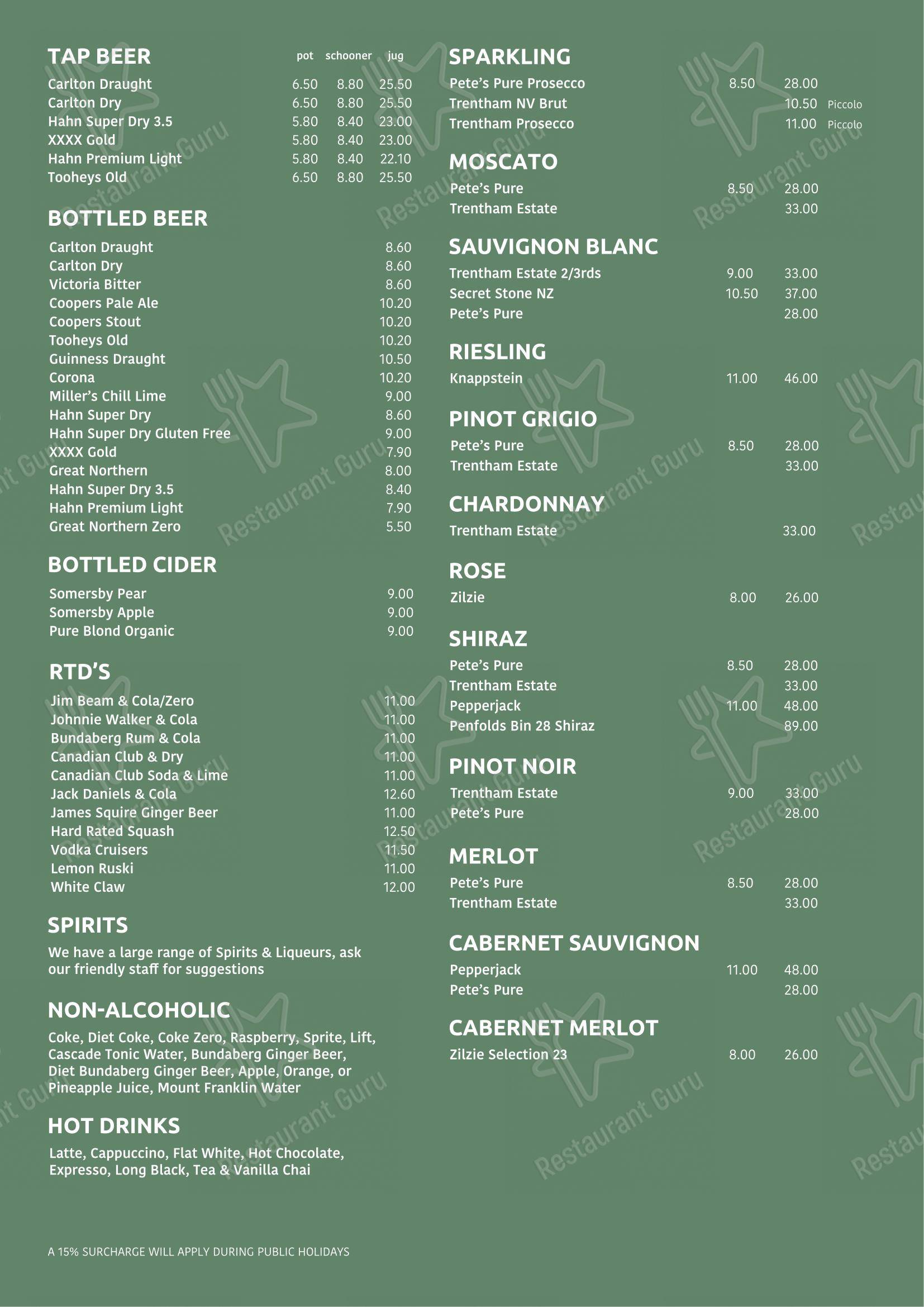 Menu at Fairways Bistro @ Mildura Golf Club, Mildura, 287 Twelfth St