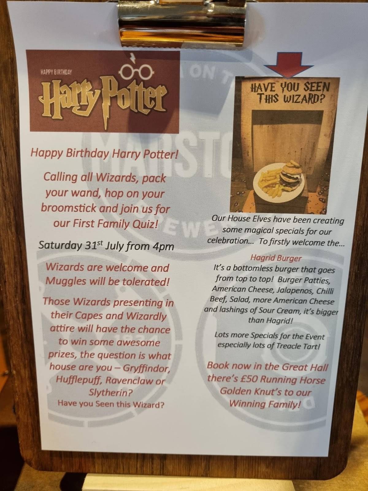 Menu at Running Horse restaurant, Fakenham