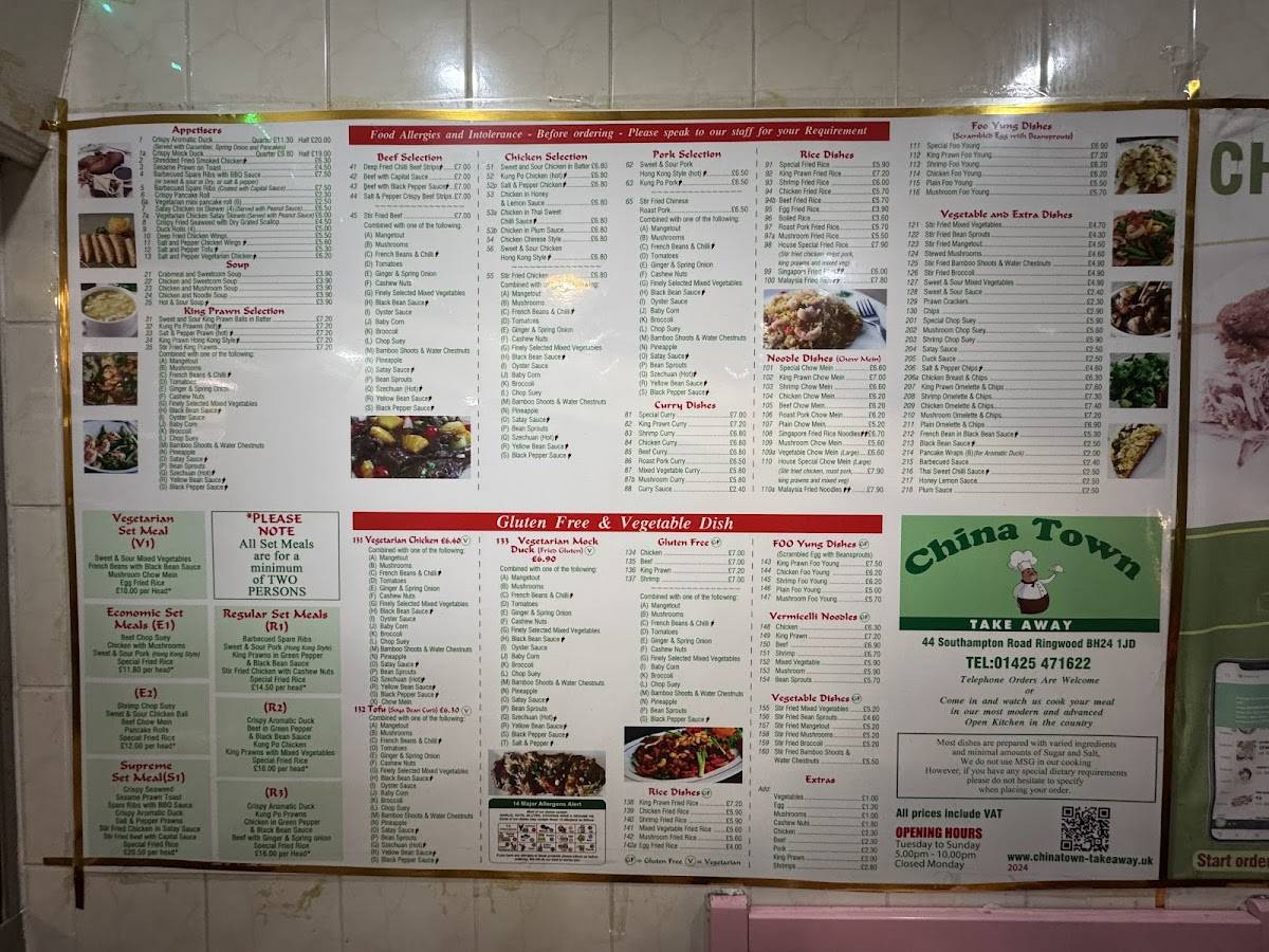 Menu at Chinatown fast food, Ringwood