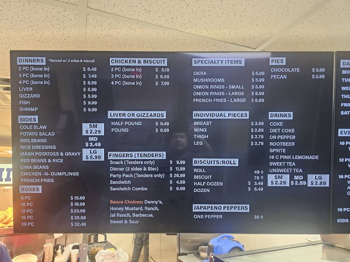 Menu at Danny's Fried Chicken fast food, Niceville, 408 E John Sims Pkwy