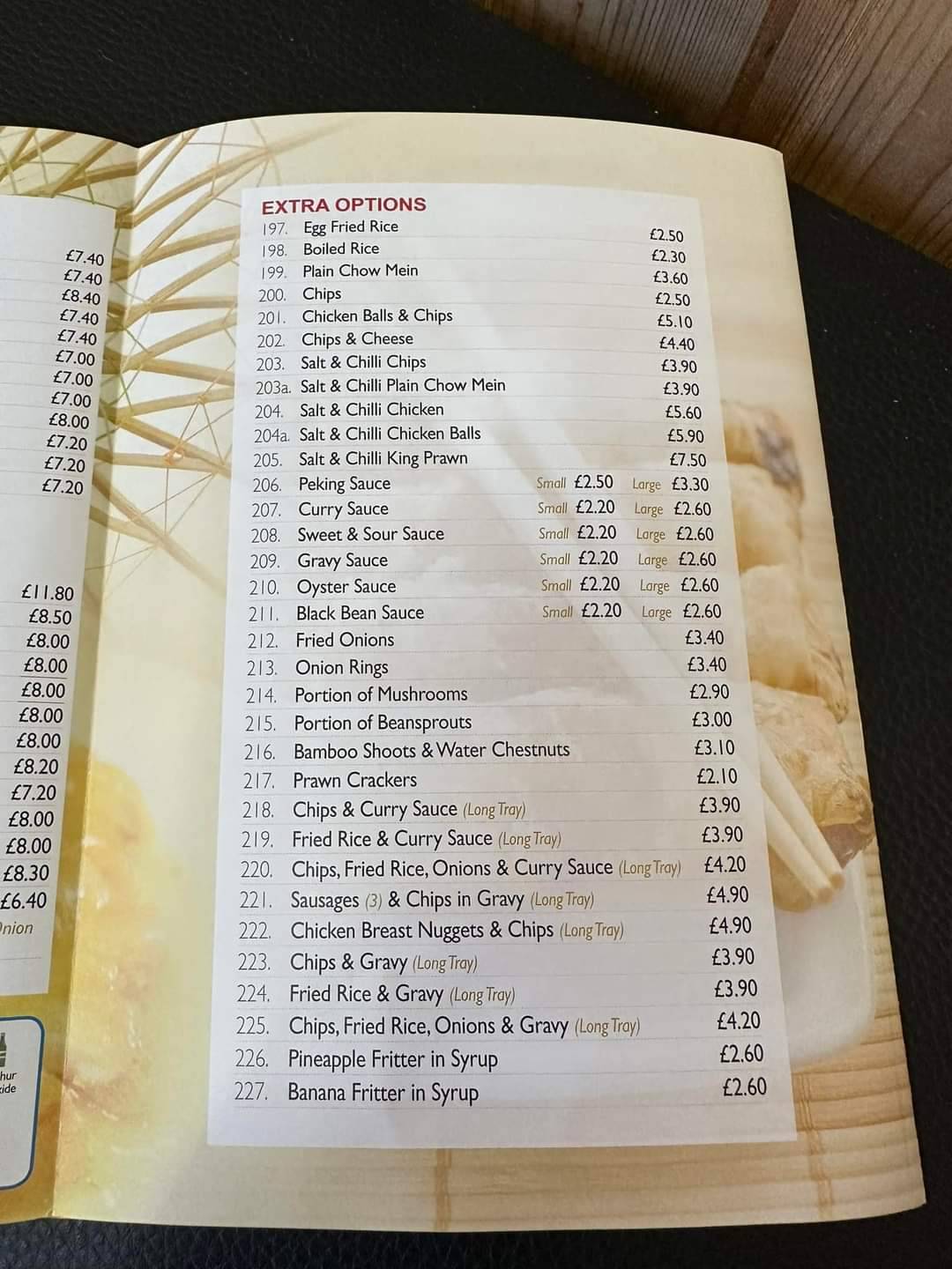 Menu at Hong Kong Carry Out fast food, Dunoon