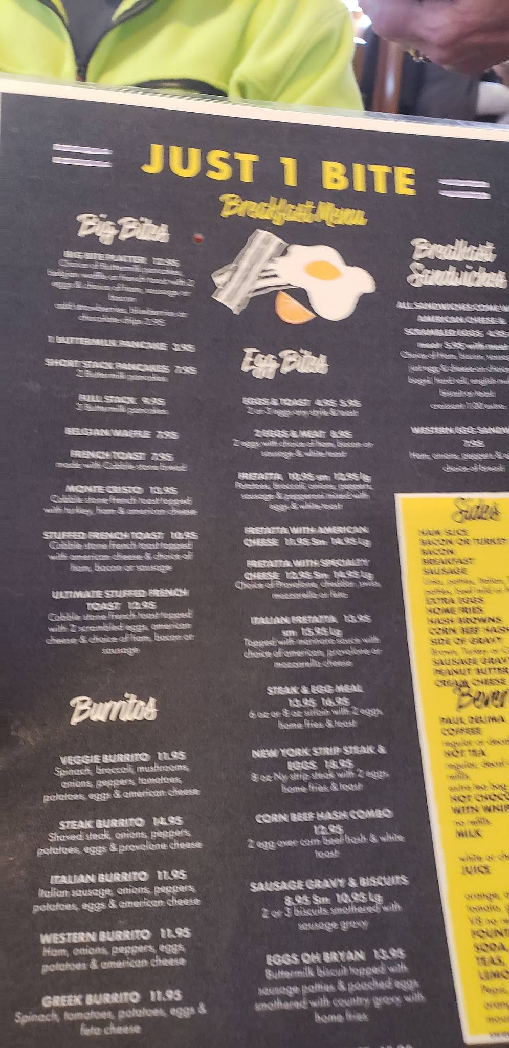 Menu at Just One Bite restaurant, Mattydale, Lemoyne Ave