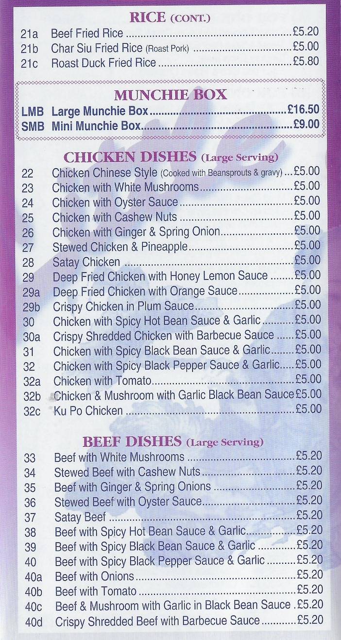 Menu at Little China Chinese Take Away fast food, Skegness