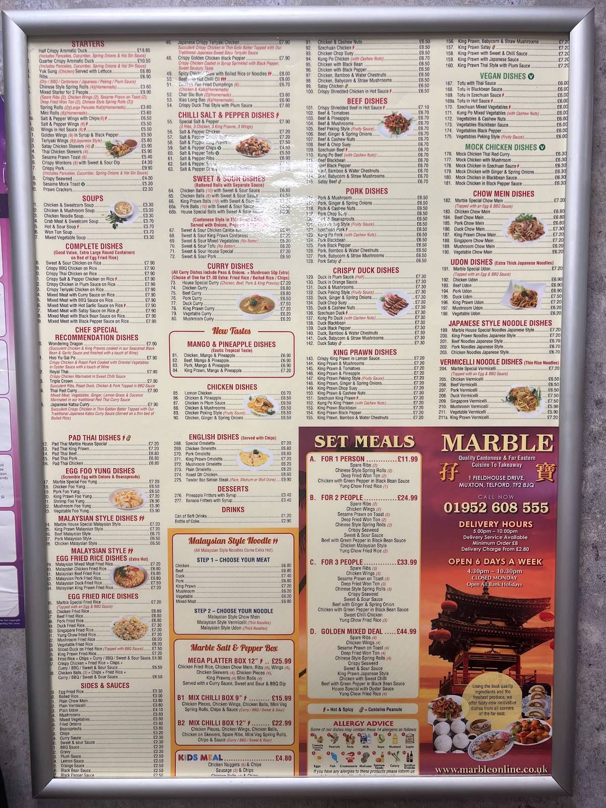 Menu at Marble fast food, Donnington