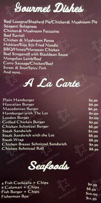 Menu at Milperra Kiosk Gourmet Foods fast food, Milperra