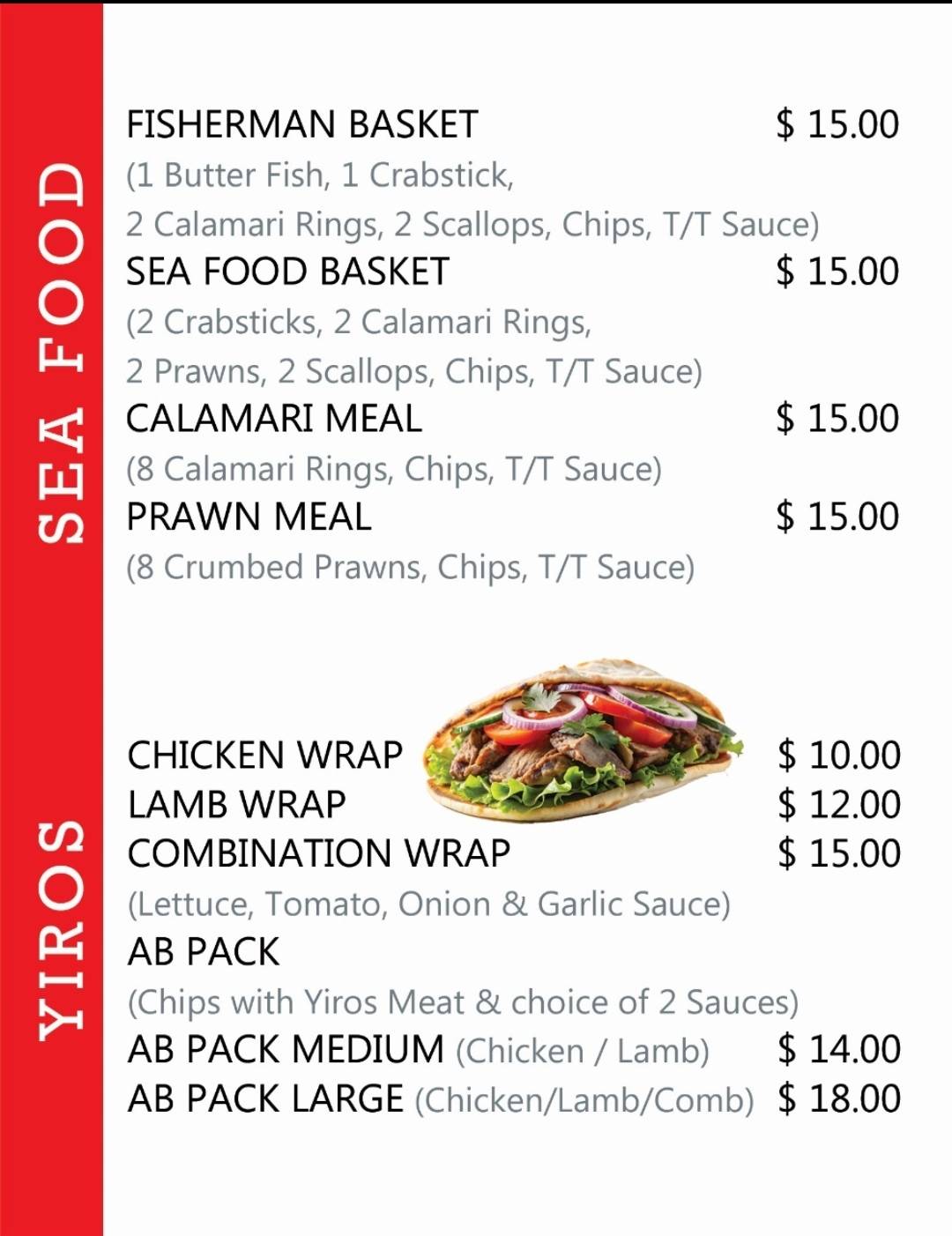 Menu at Murray Bridge Fish and Chips fast food, Murray Bridge, 90 ...