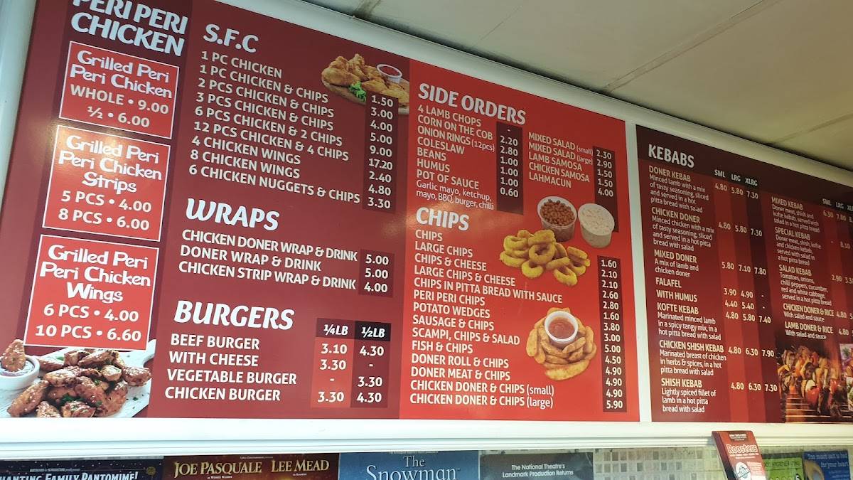 Menu at Roosters fast food, Buckingham