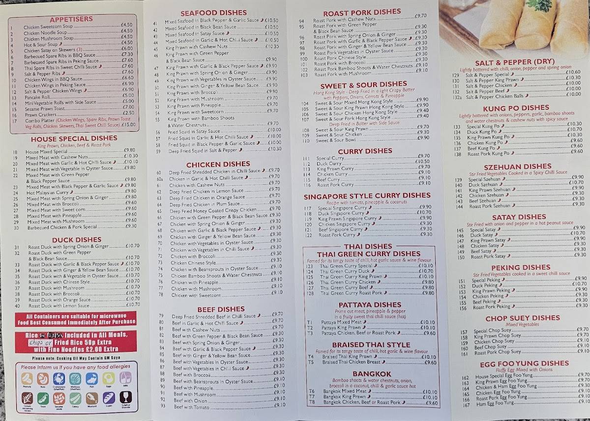 Menu at Royal China fast food, Crieff