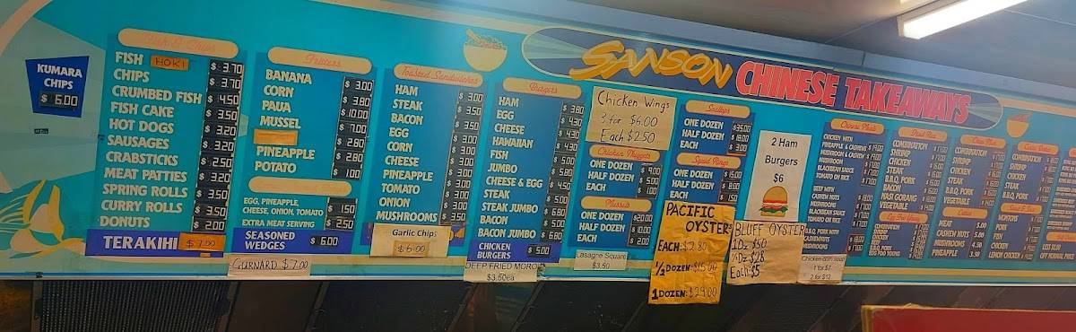 Menu at Sanson Chinese Takeaways fast food, Sanson