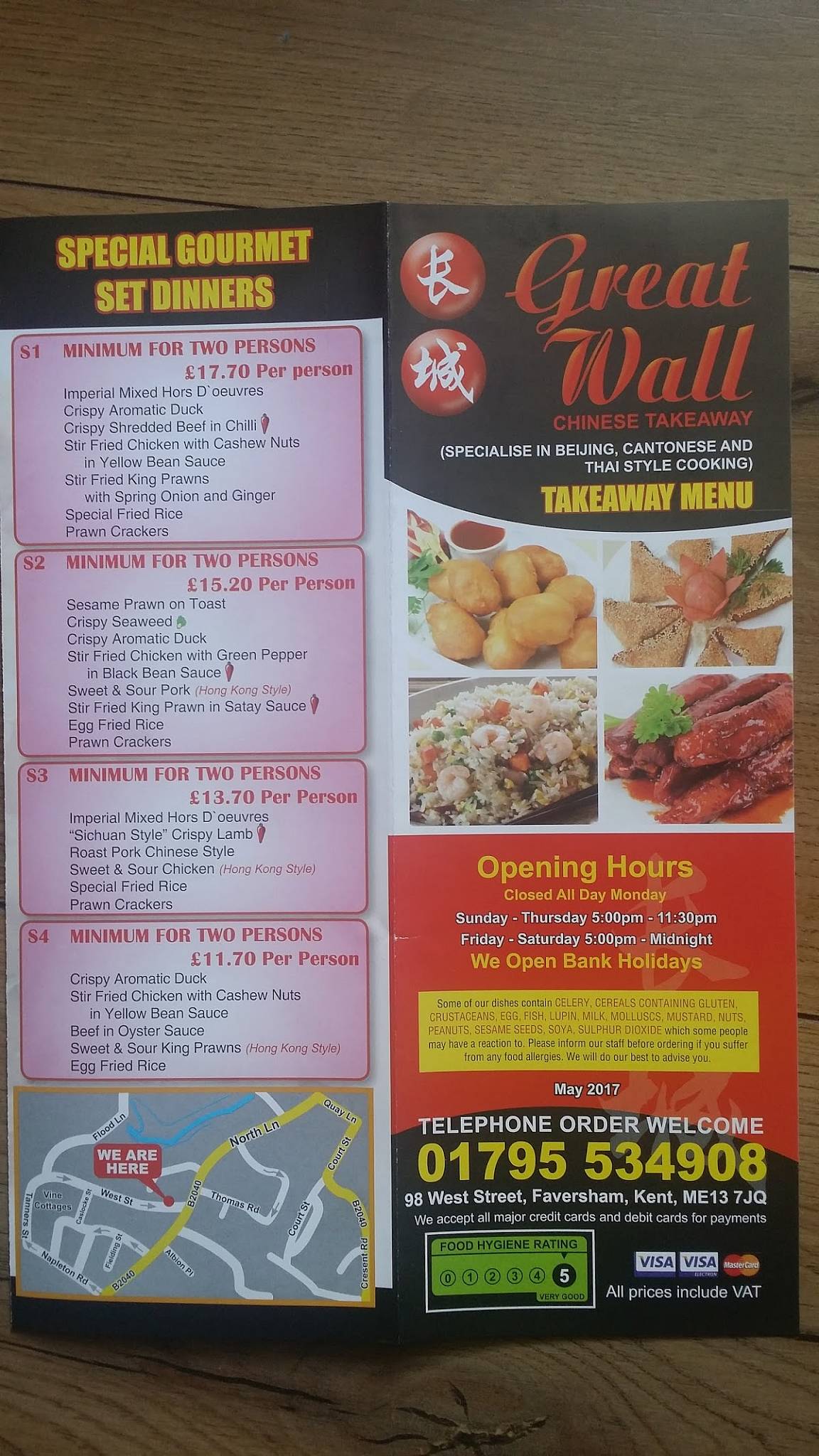 Menu at Great Wall fast food, Faversham
