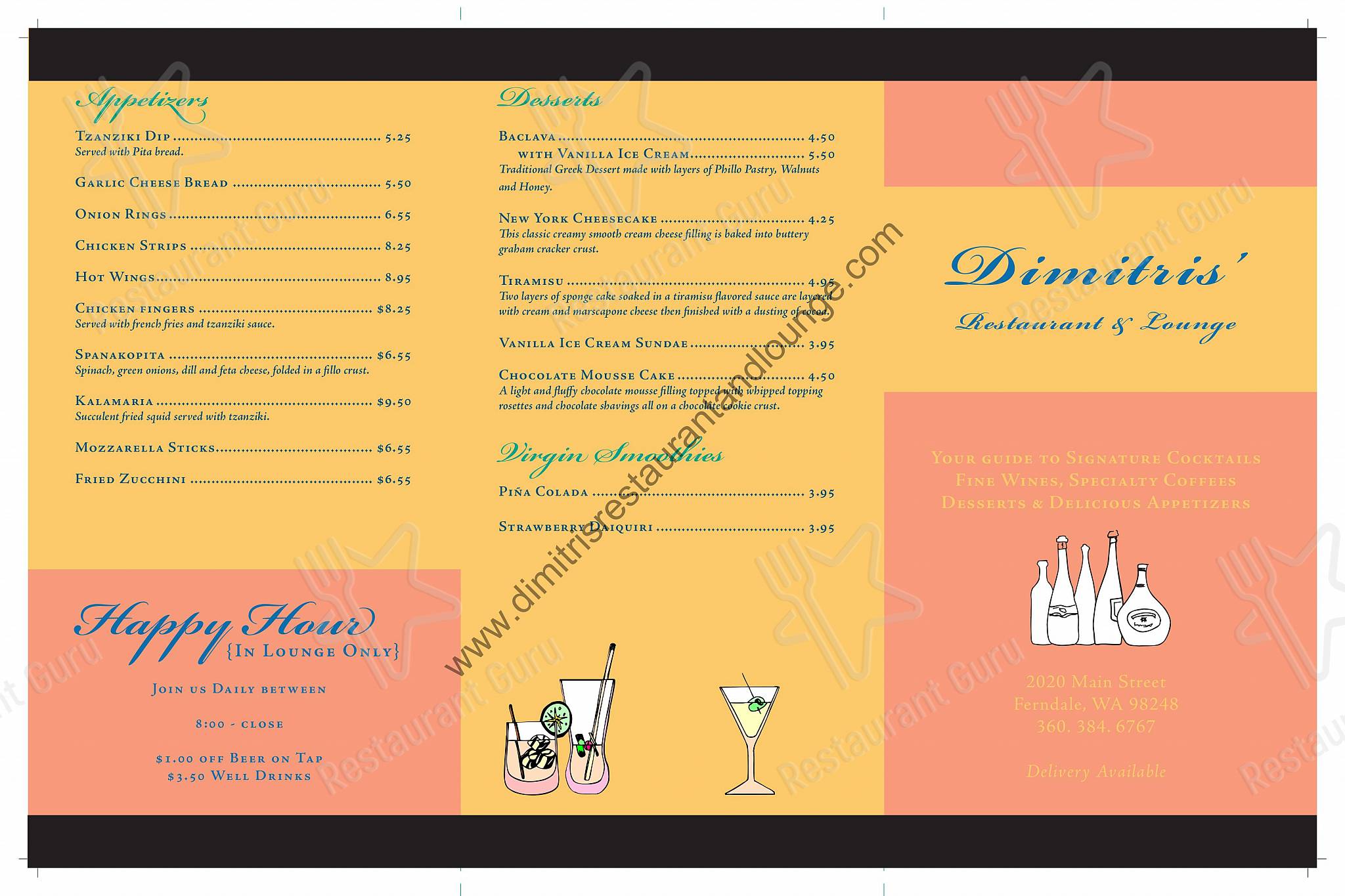 Menu at Dimitri's Greek & Italian Restaurant, Ferndale