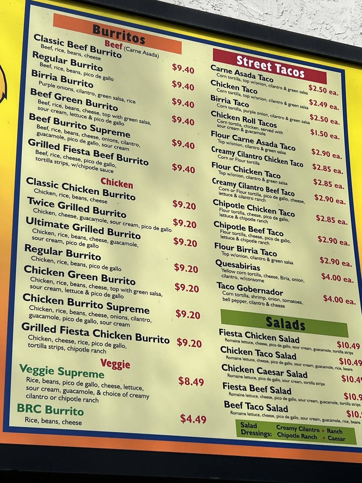 Menu at Fiesta Chicken restaurant, Boise, W Ustick Rd