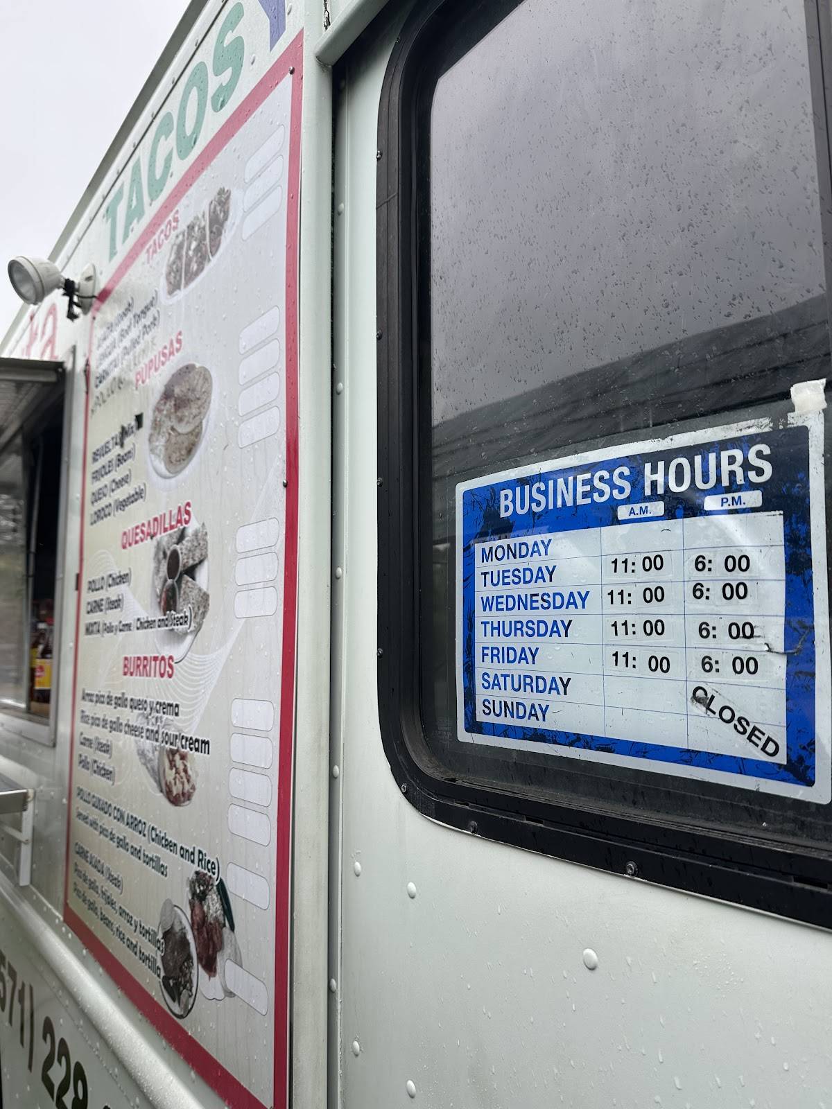 Menu at Fiesta Tacos and Pupusas restaurant, Dulles