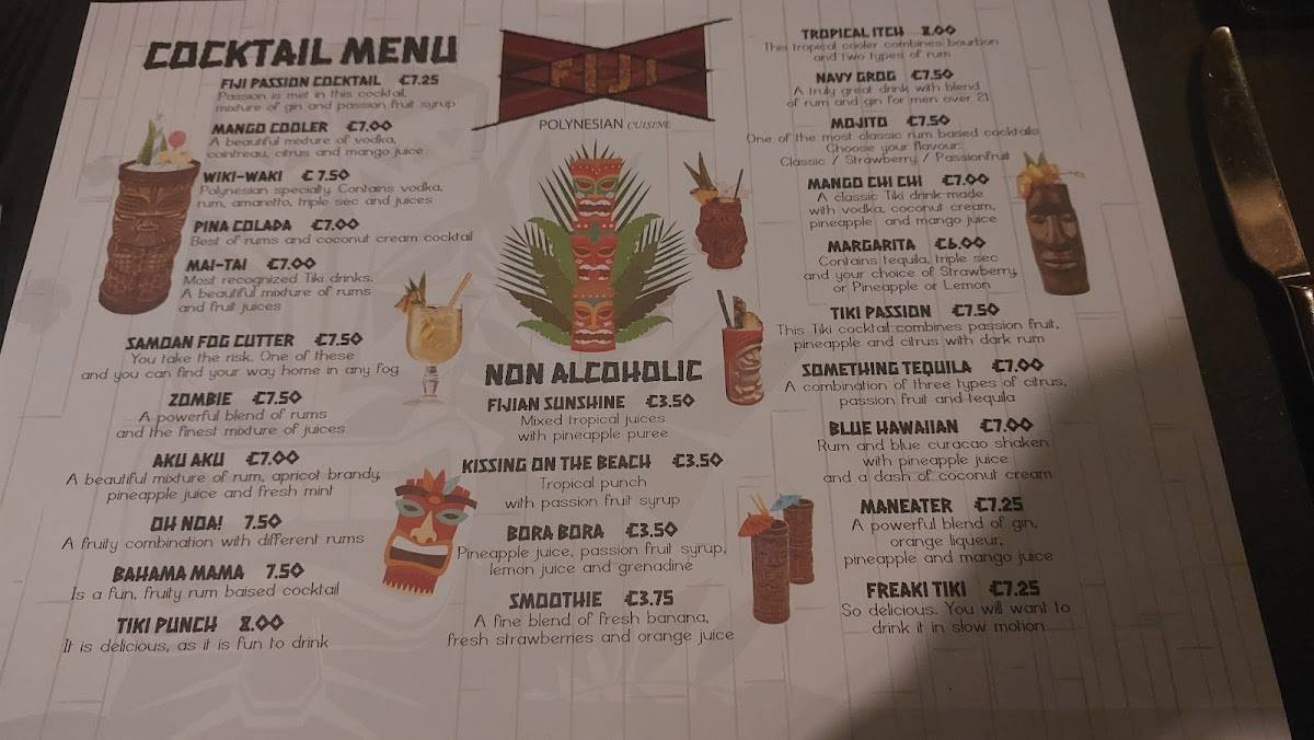 Speisekarte von Fiji Polynesian Cuisine, Agia Napa, X2Q2+65V