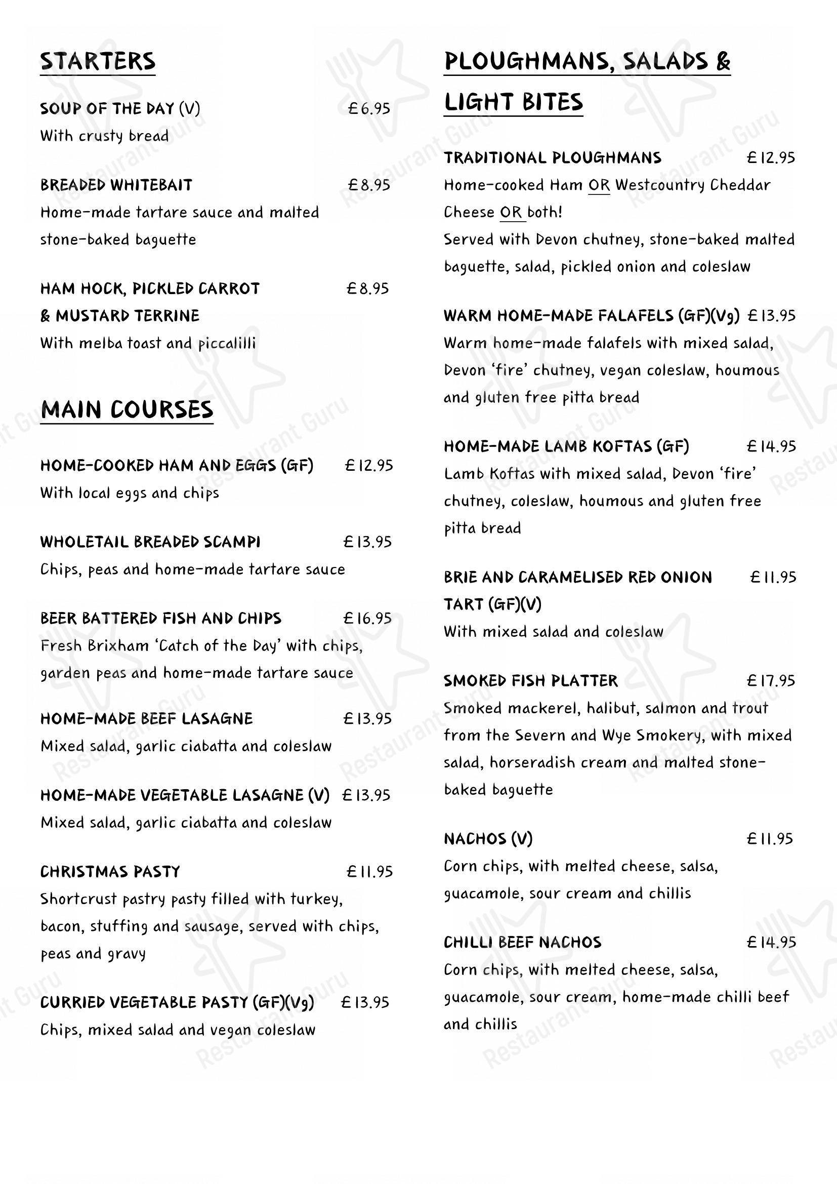 Menu at Fingle Bridge Inn pub & bar, Drewsteignton
