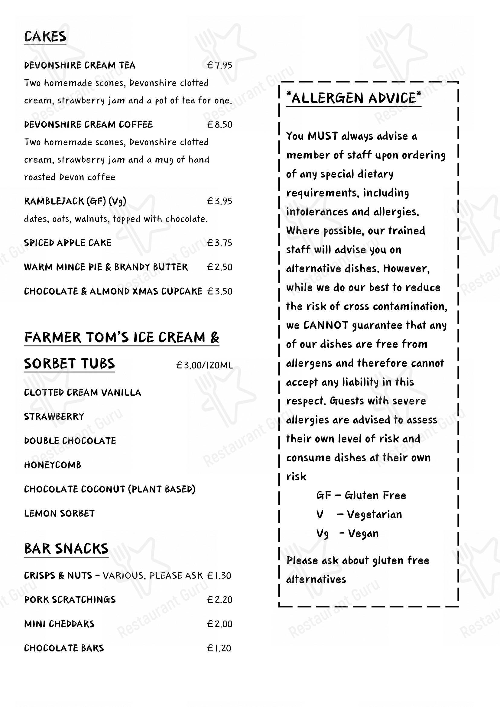 Menu at Fingle Bridge Inn pub & bar, Drewsteignton