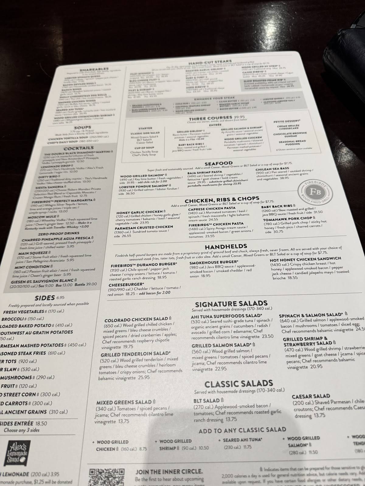 Menu at Firebirds Wood Fired Grill pub & bar, Montgomery