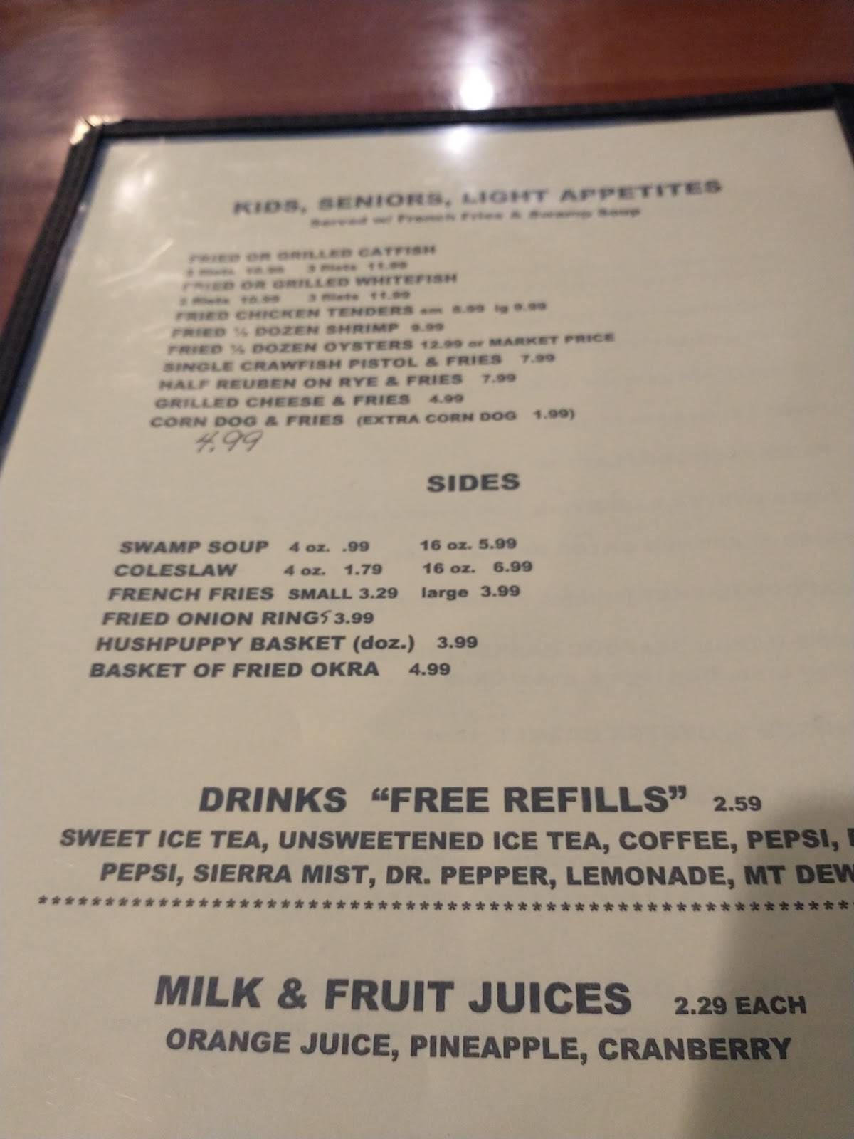 Menu at Fish River Grill restaurant, Foley