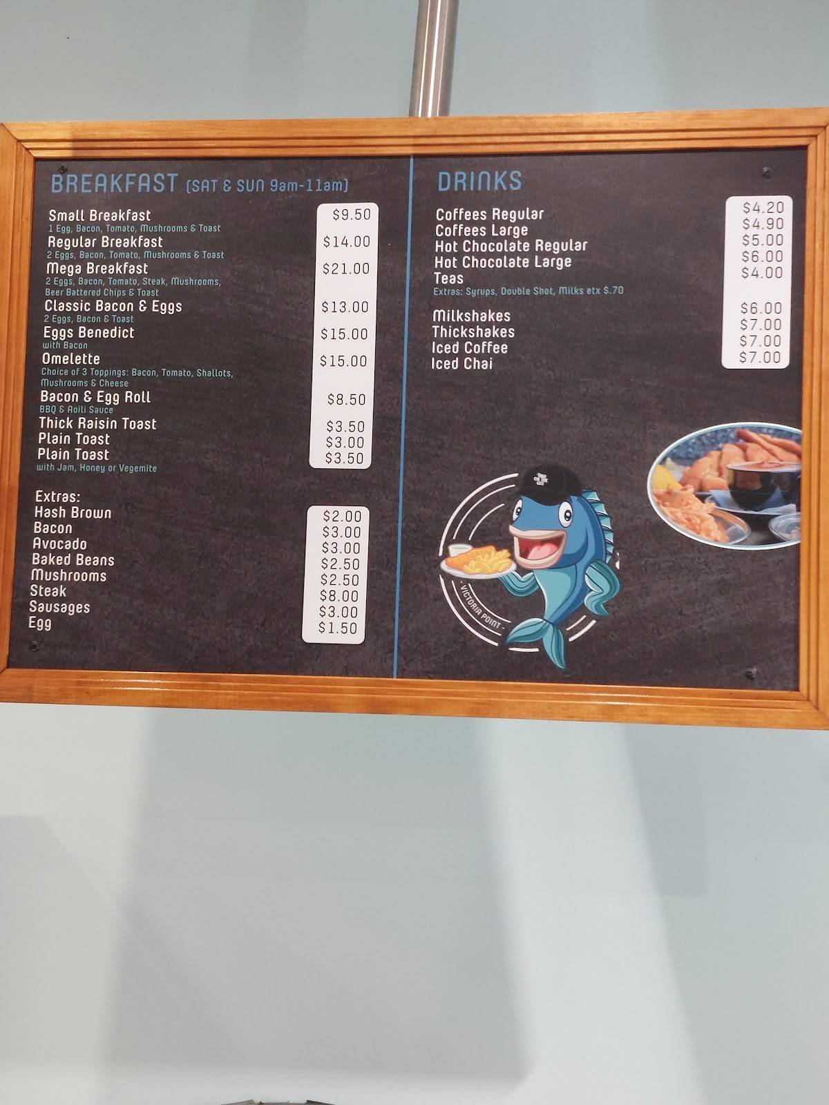 Menu at Fish on the Go restaurant, Victoria Point