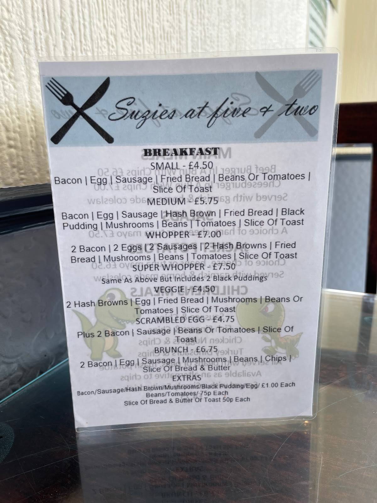 Menu at Five & Two Cafe, Bridlington