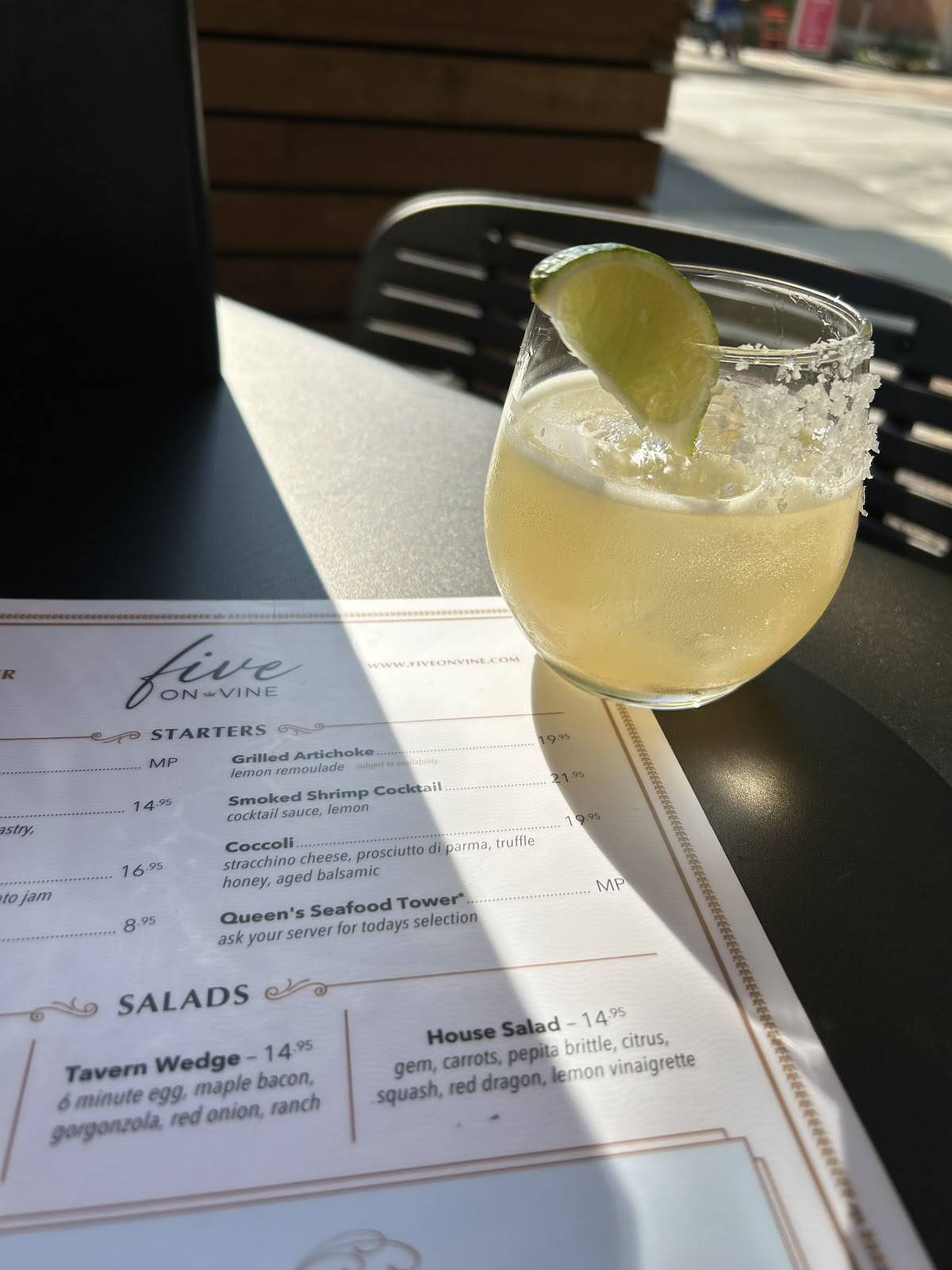 Menu at Five on Vine restaurant, Cincinnati