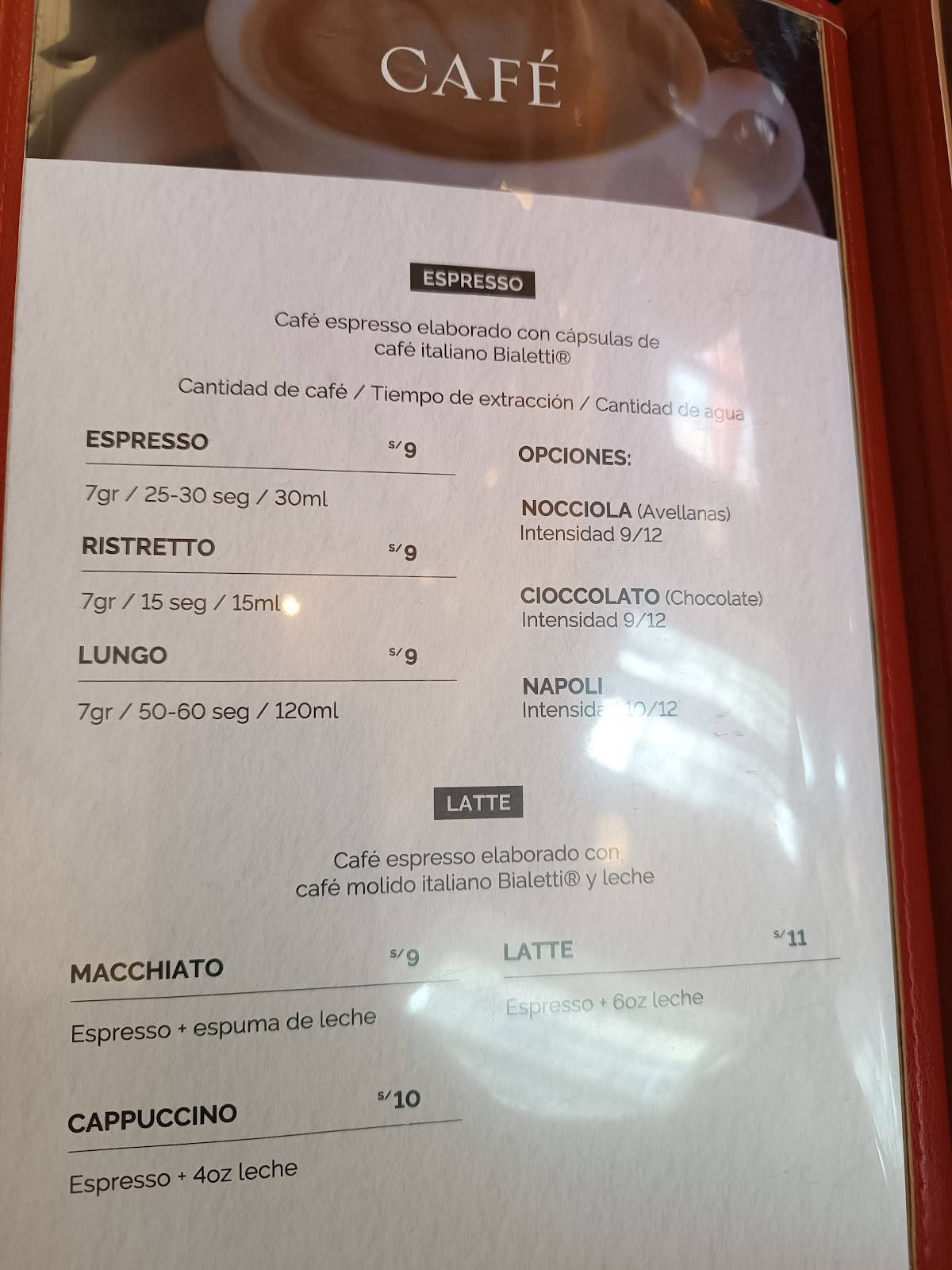 Carta de Flama Pizzería, Miraflores