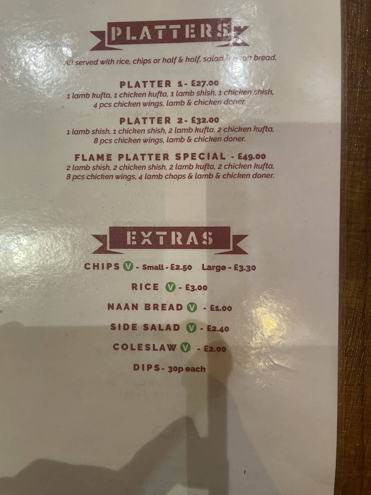 Menu at Flame Grill House restaurant, Cardiff
