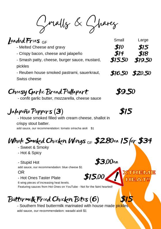 Menu at Flare Restaurant, Port Macquarie