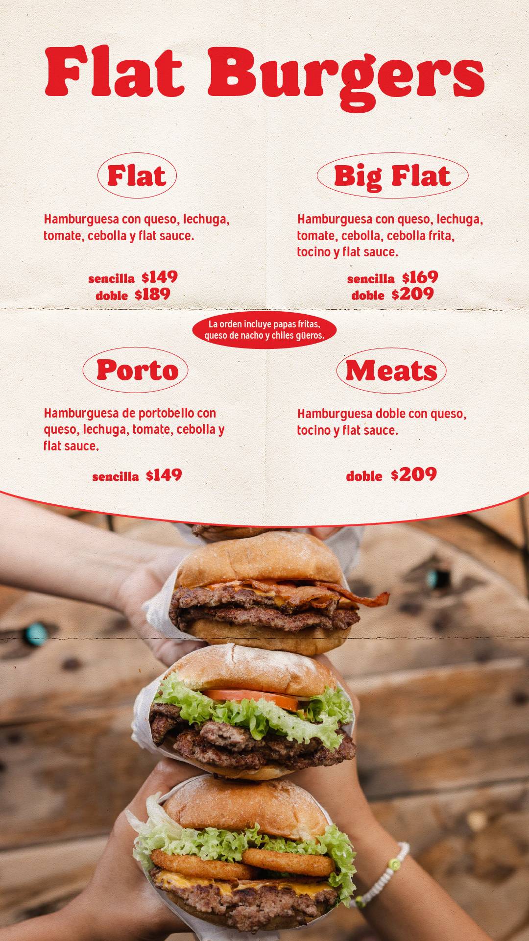 Carta del restaurante Flat Burger, Ensenada